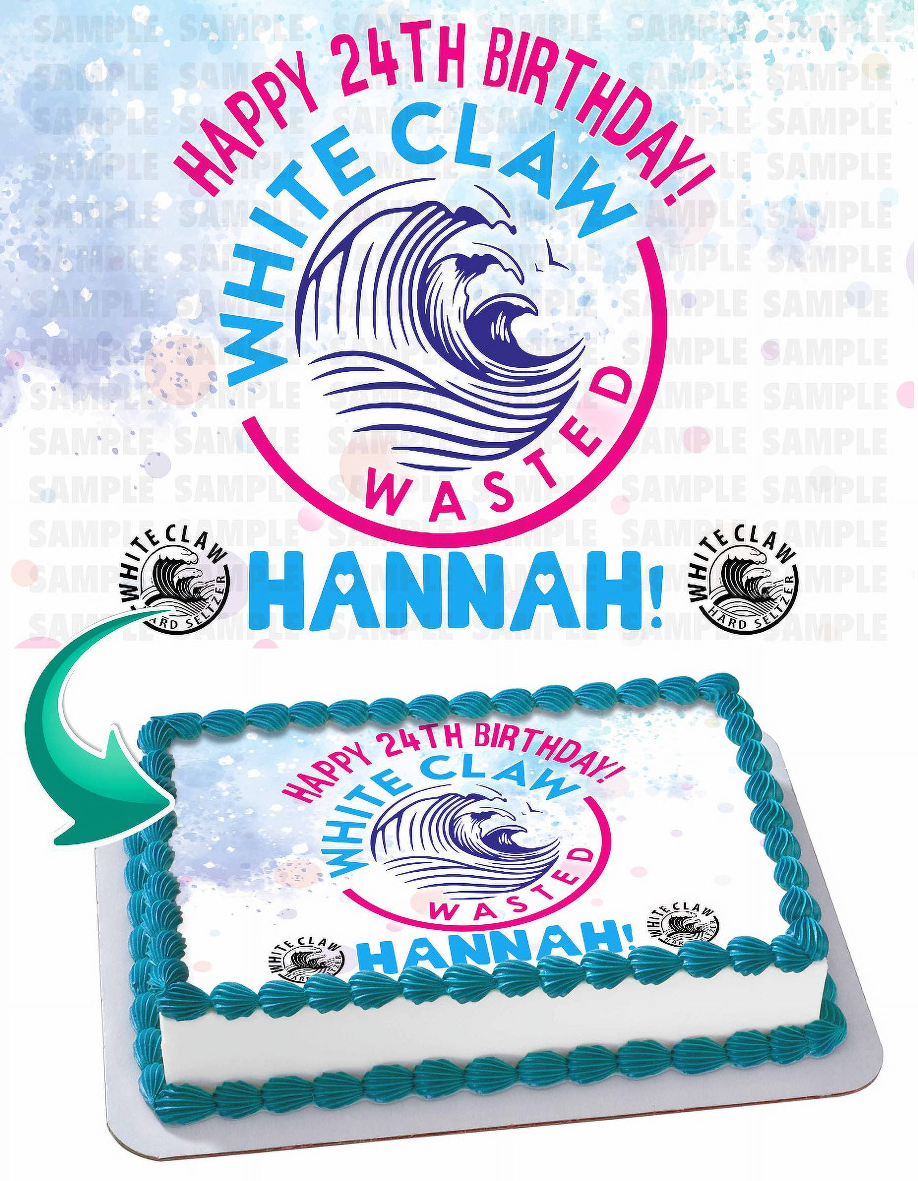 White Claw Hard Seltzer Edible Cake Image Topper Personalized Birthday ...