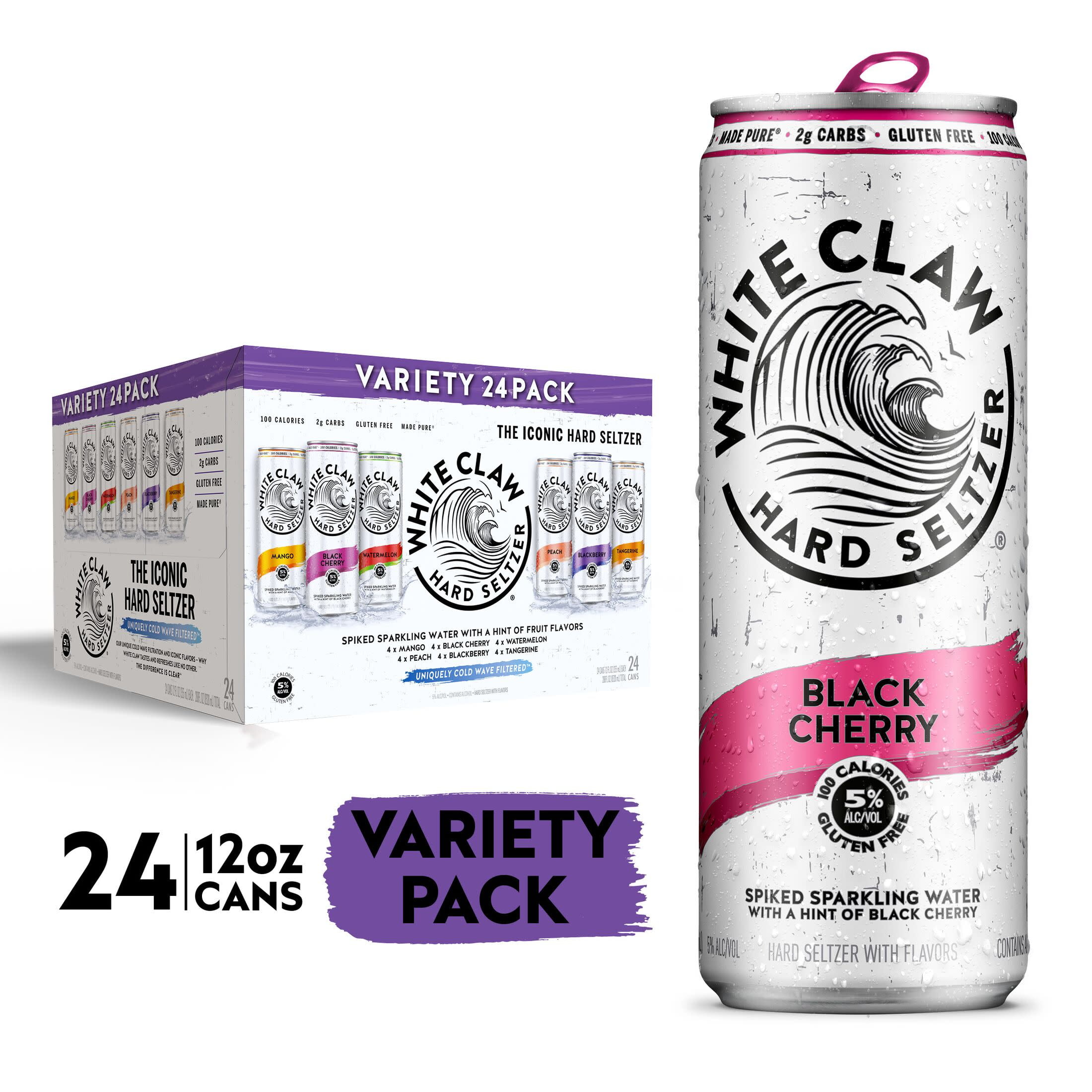 White Claw Hard Seltzer Variety Pack, 24 Pack, 12 fl oz Cans, 5% ABV ...