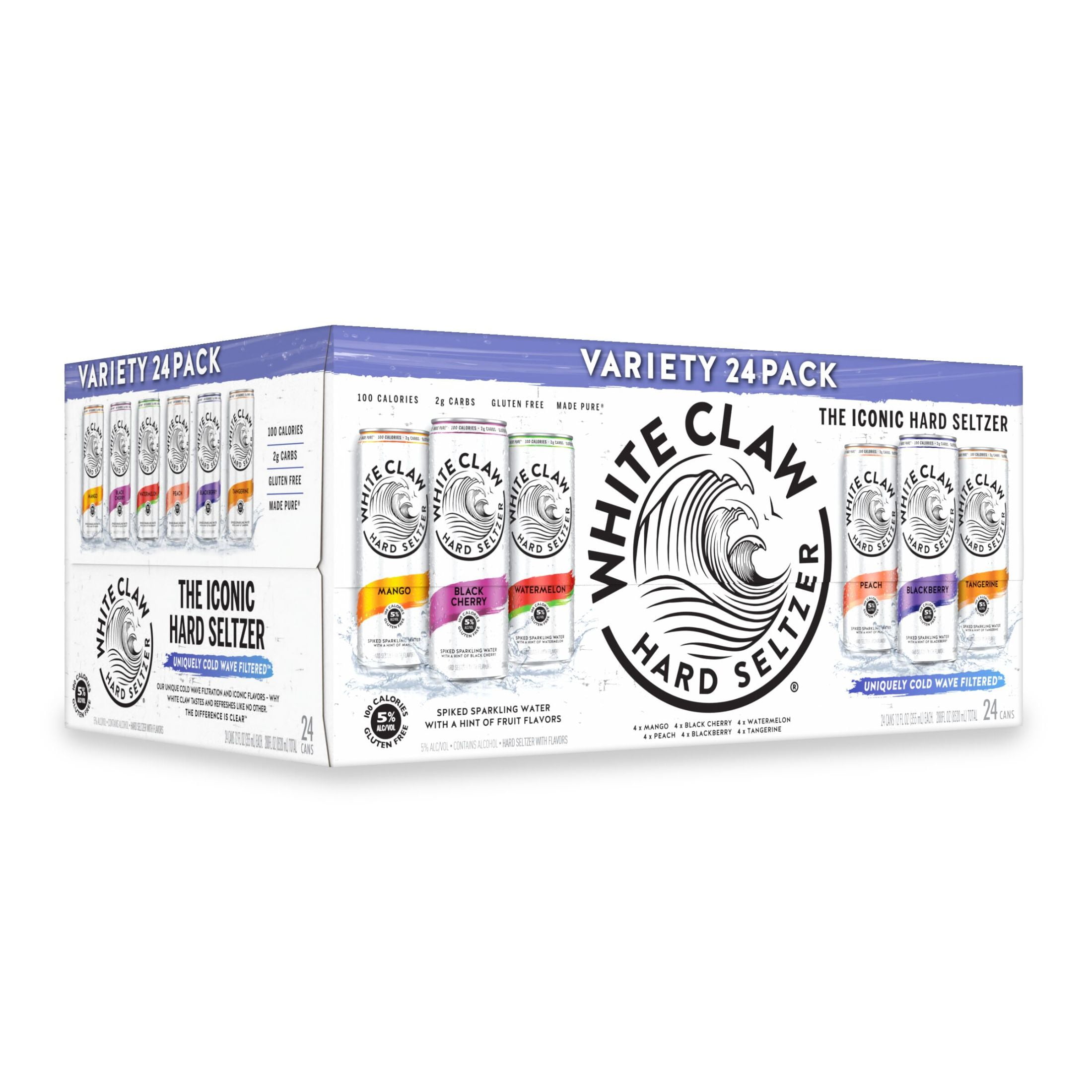White Claw Hard Seltzer Variety Pack, 24 Pack, 12 fl oz Cans, 5% ABV ...