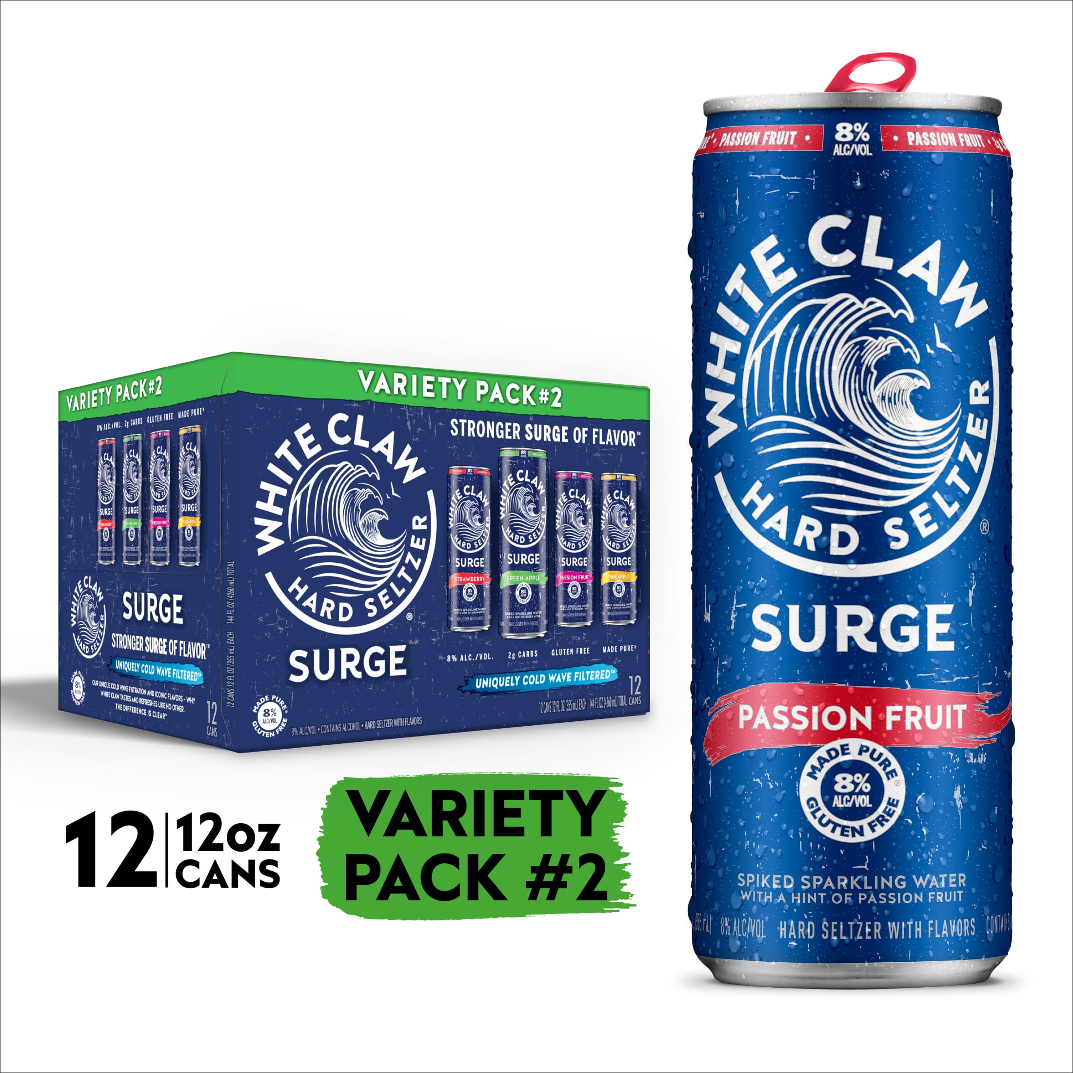 White Claw Surge Variety Pack No 2, 12 oz Cans, 8% ABV, Fruit Flavored ...