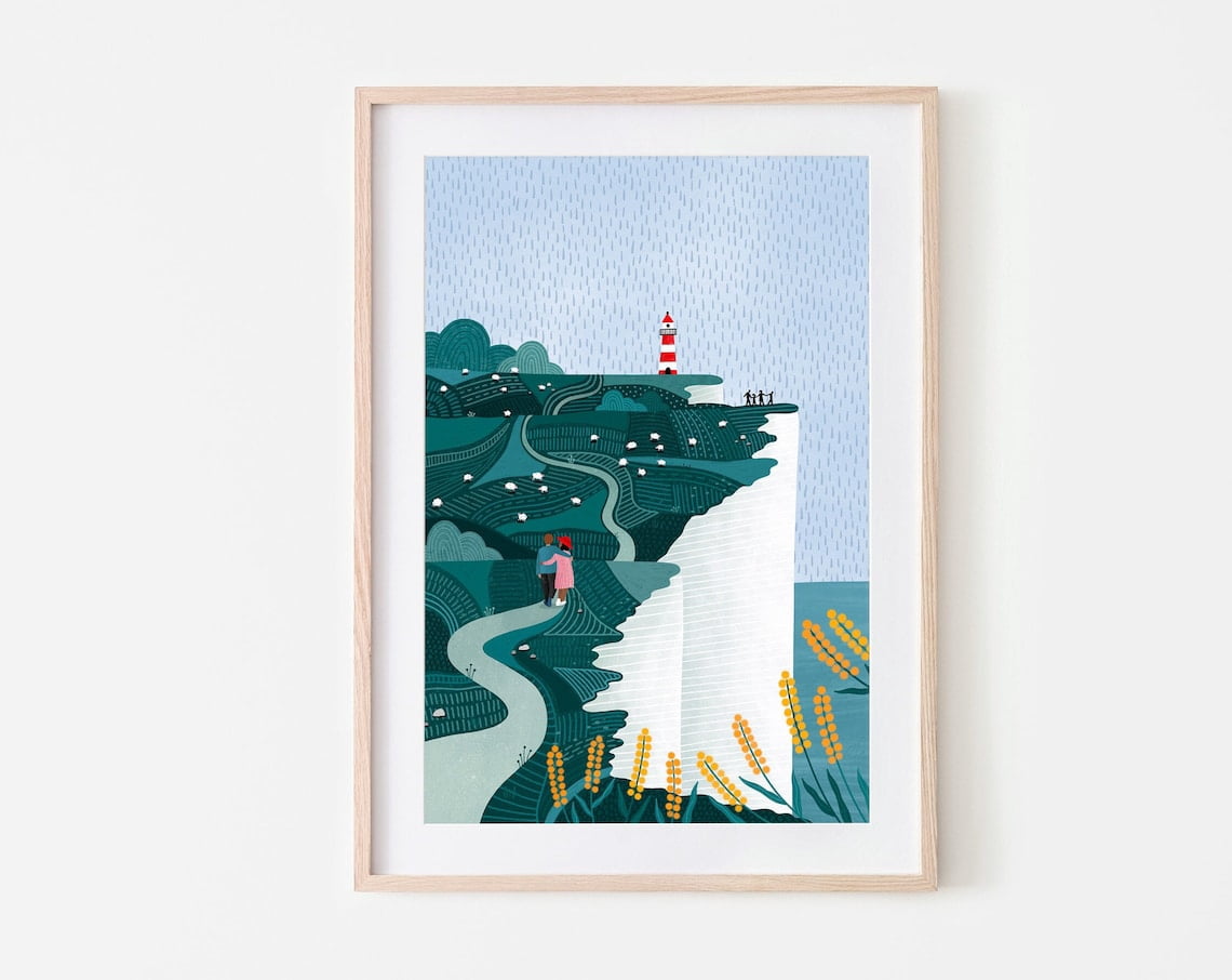 White Cliffs Of Dover, Travel Art Print, Dover Poster, Uk National Park ...