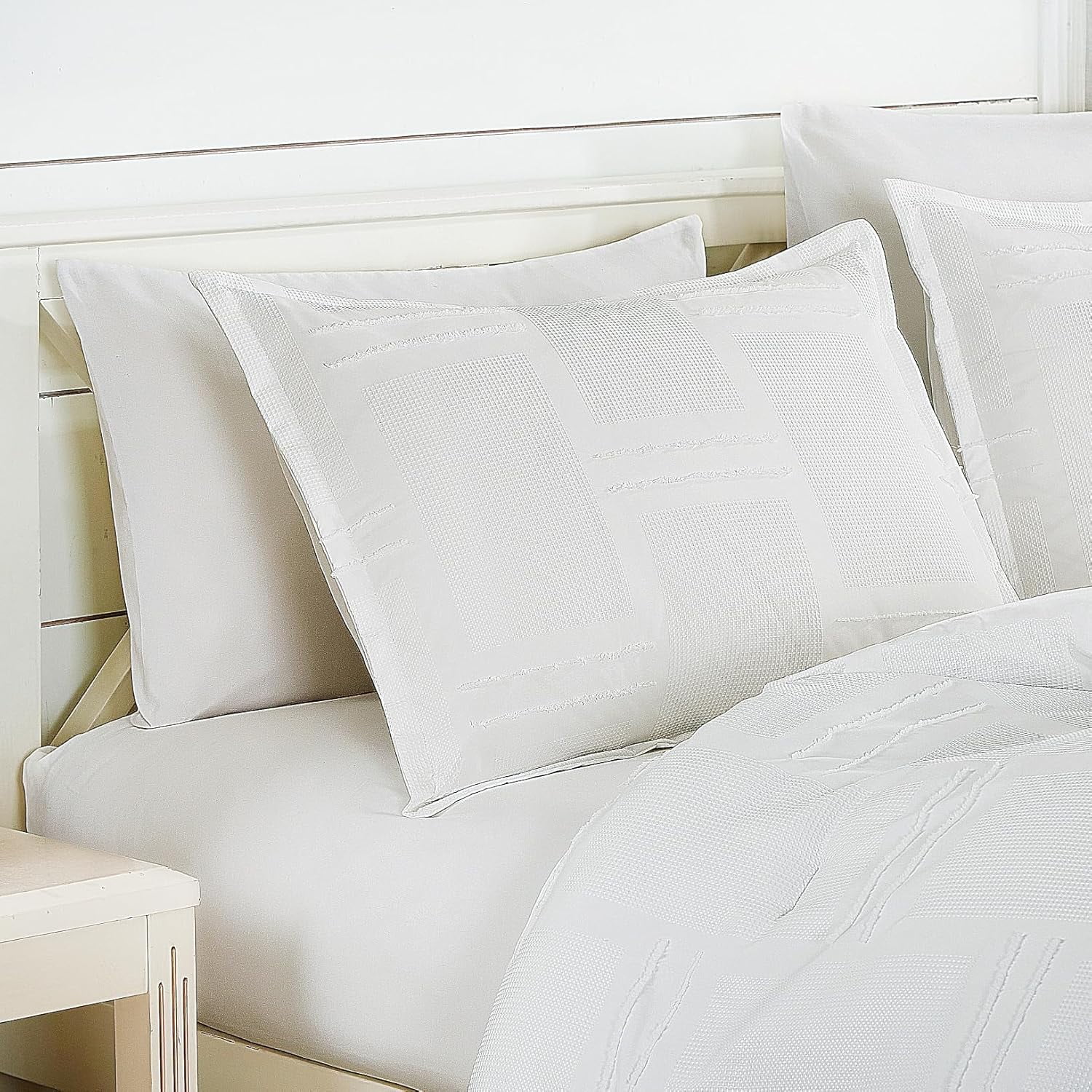 White Clip Jacquard California King 7 Piece Comforter Set Geometric ...