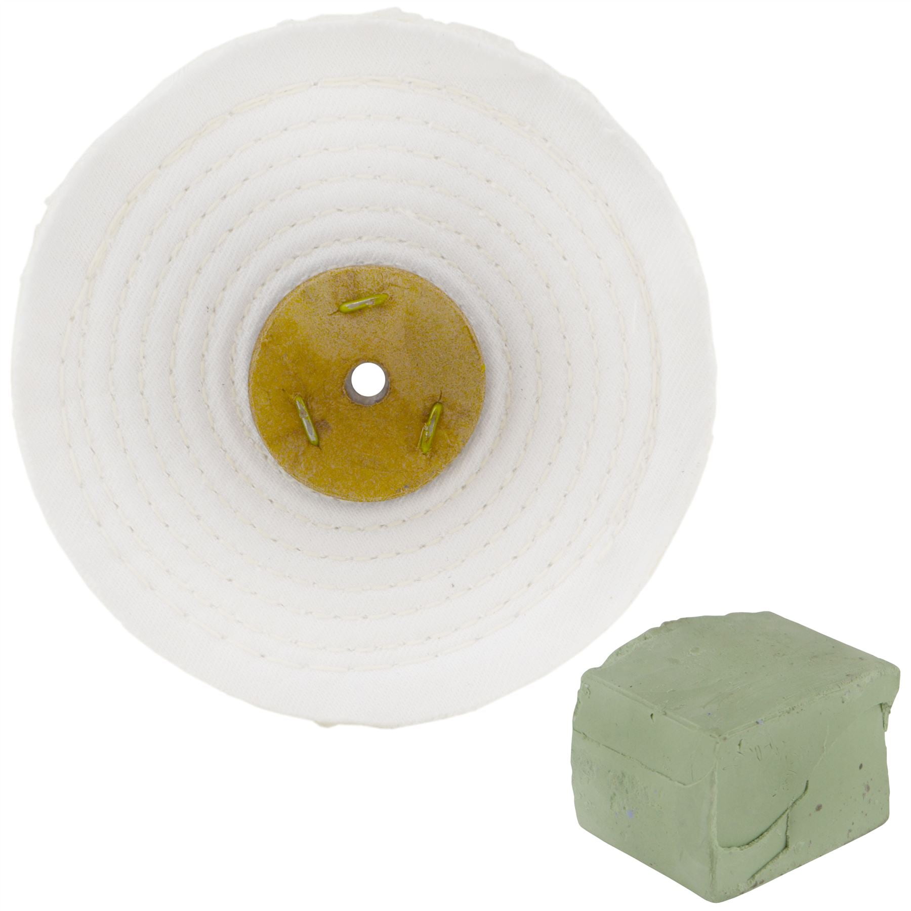 White Close Stitched Polishing Buffing Mop 6" x 0.5" 1 Row With ...