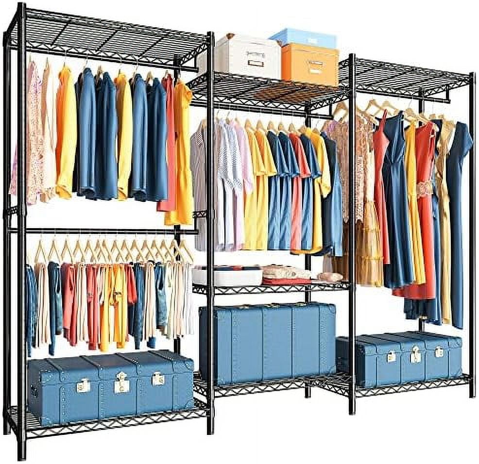 White Clothing Rack Heavy Duty Load 830Lbs Clothes Racks for Hanging ...