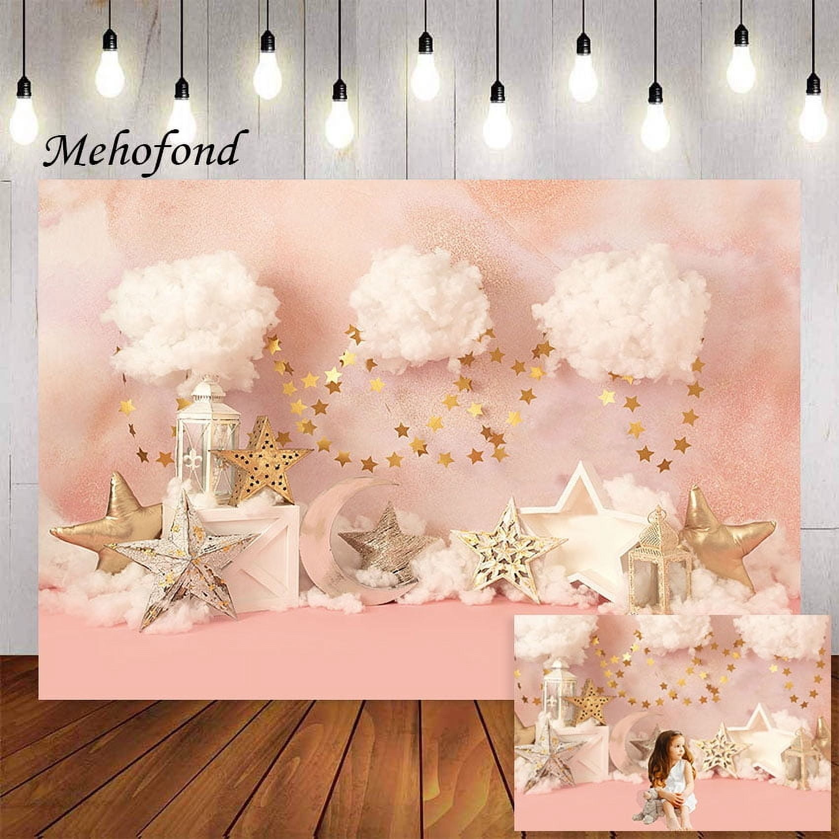 White Cloud Girl Princess Birthday Shiny Stars Moon Baby Shower ...