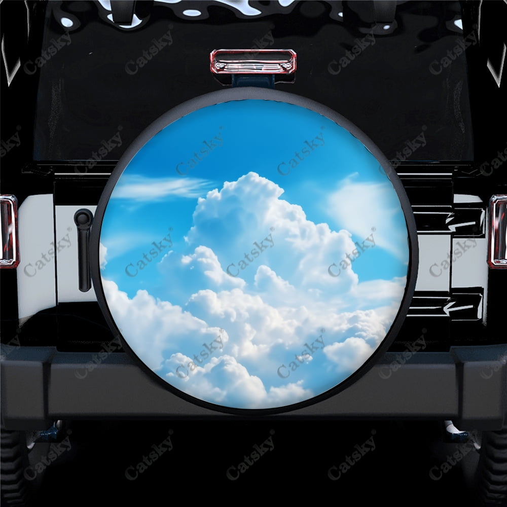 White Clouds And Blue Sky Polyester Universal Spare Wheel Tire Cover ...