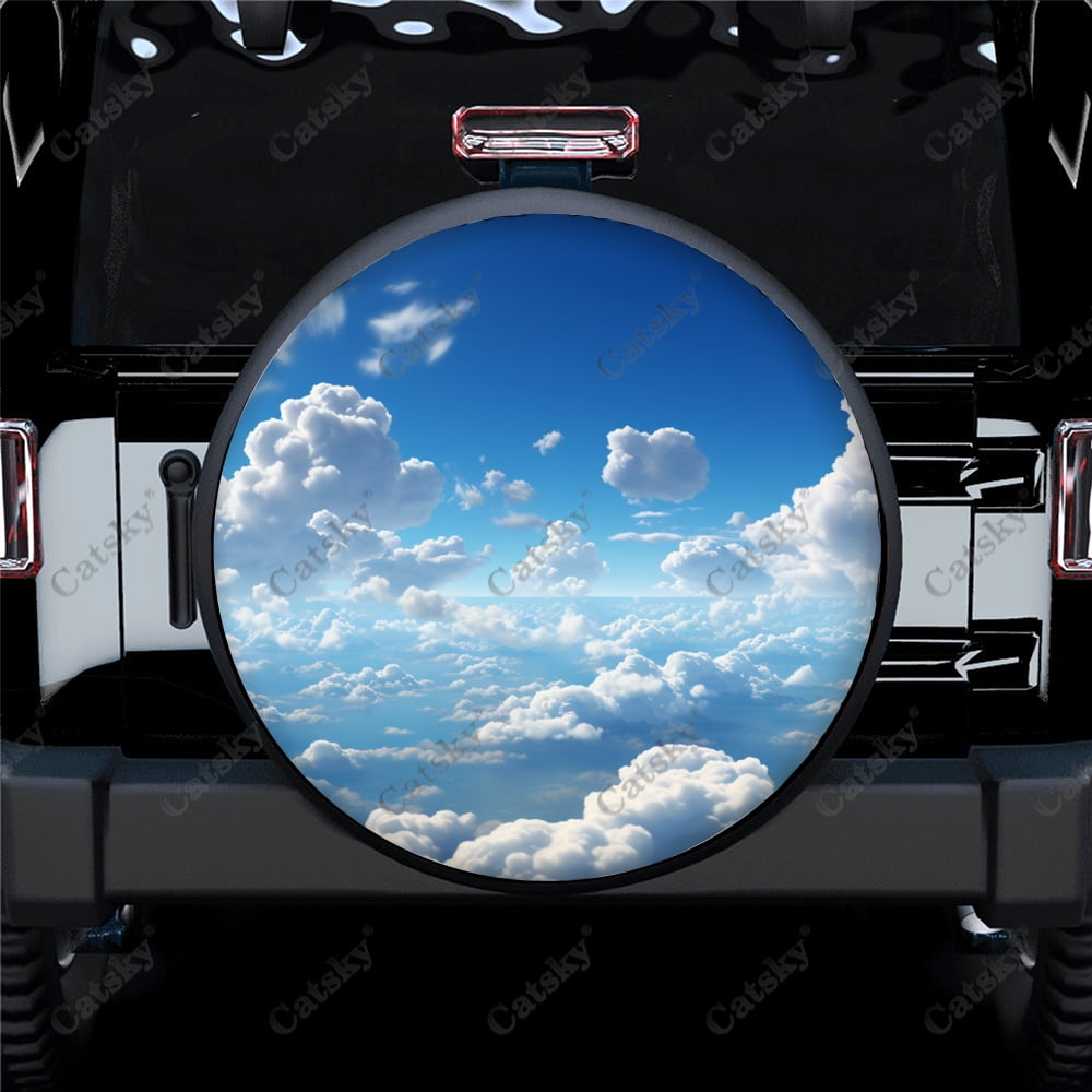 White Clouds And Blue Sky Polyester Universal Spare Wheel Tire Cover ...