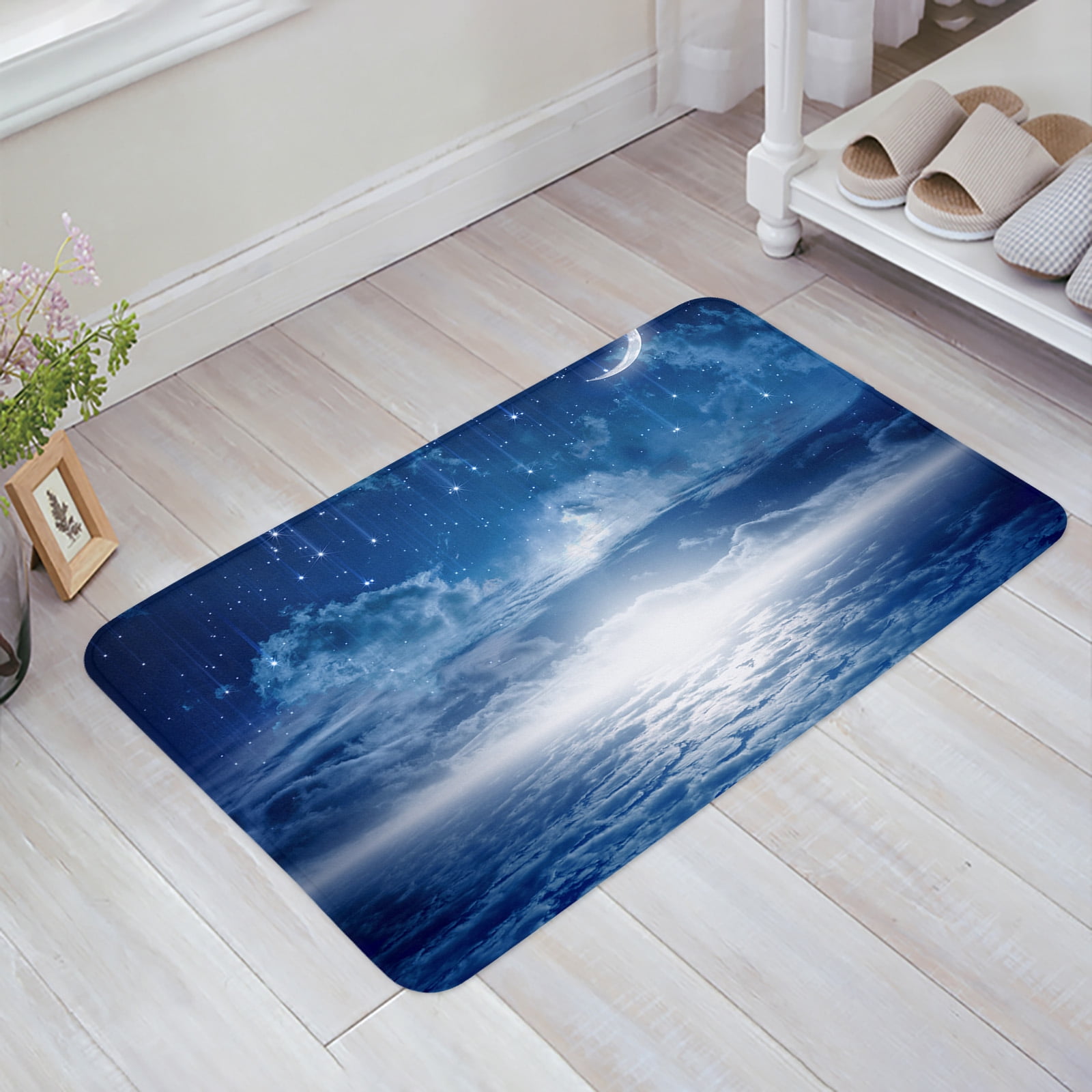 White Clouds Moon In The Night Sky Bathroom Mat Corridor Carpet Kitchen ...