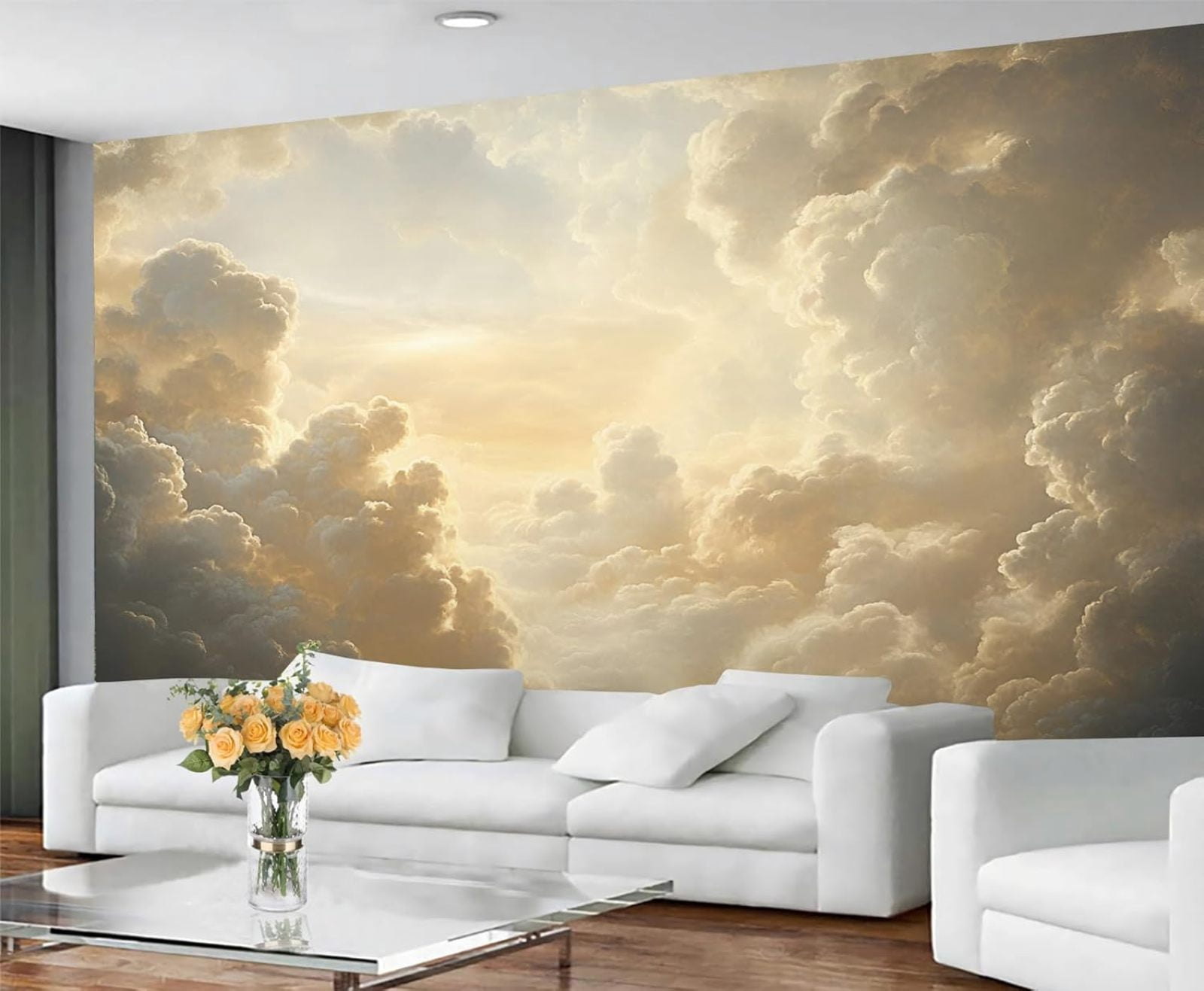White Clouds Mural 3D - Fantasy Sky Wall Paintings, Nature 3D Wall ...