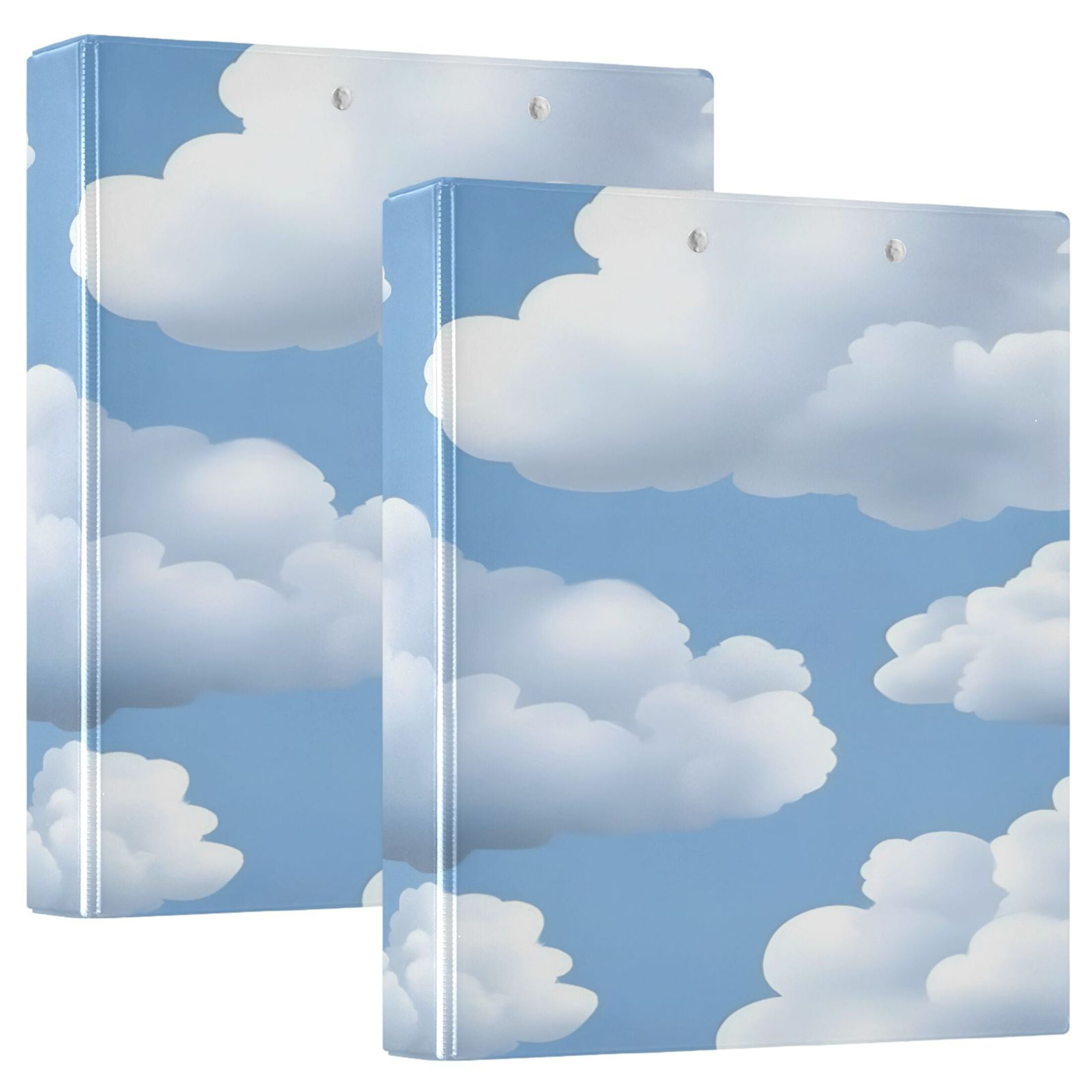 White Clouds and Blue Sky 12.4x10.6in PVC Round Ring Binder, D-Ring 3 ...