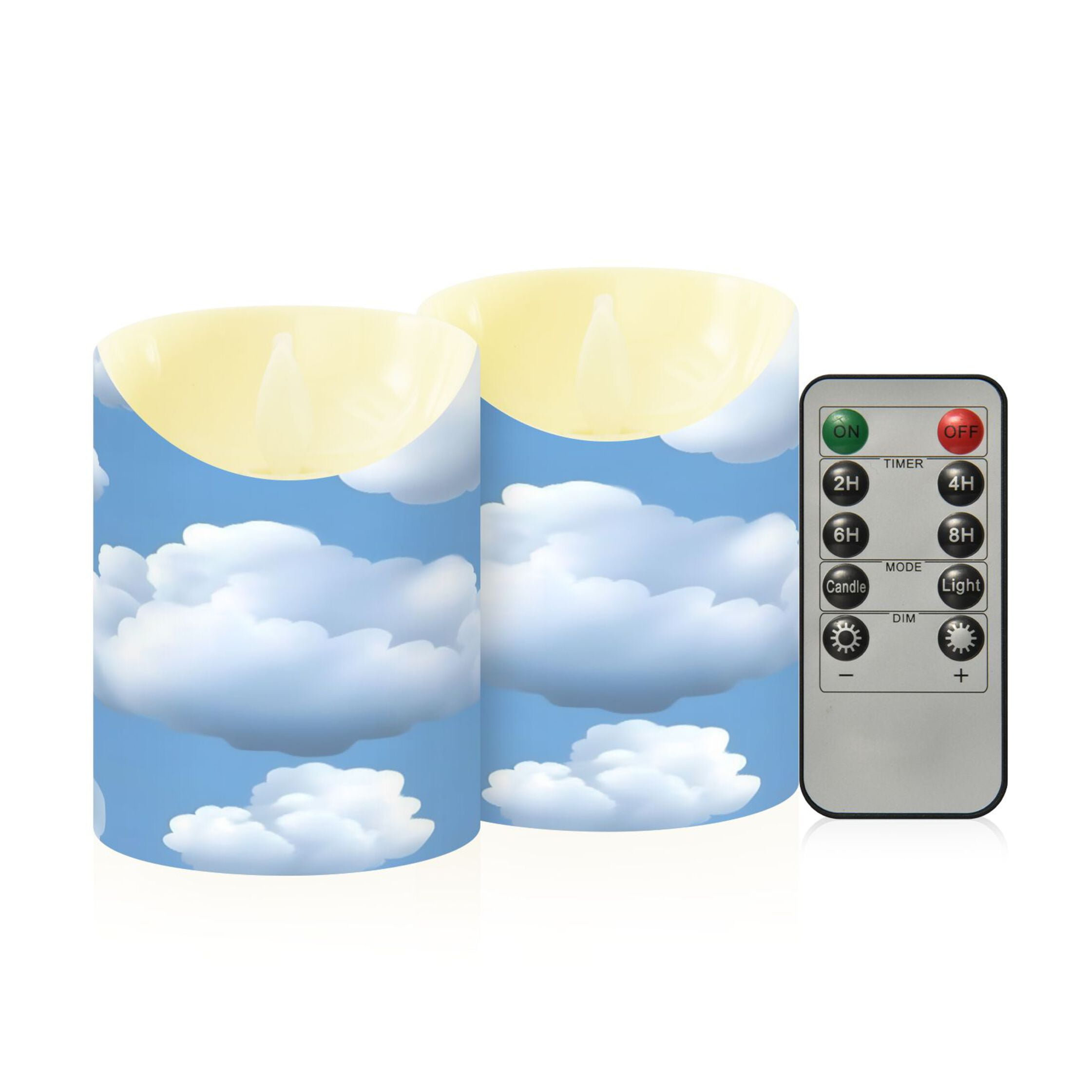 White Clouds and Blue Sky Flameless Candles 2 PCS with Remote Realistic ...