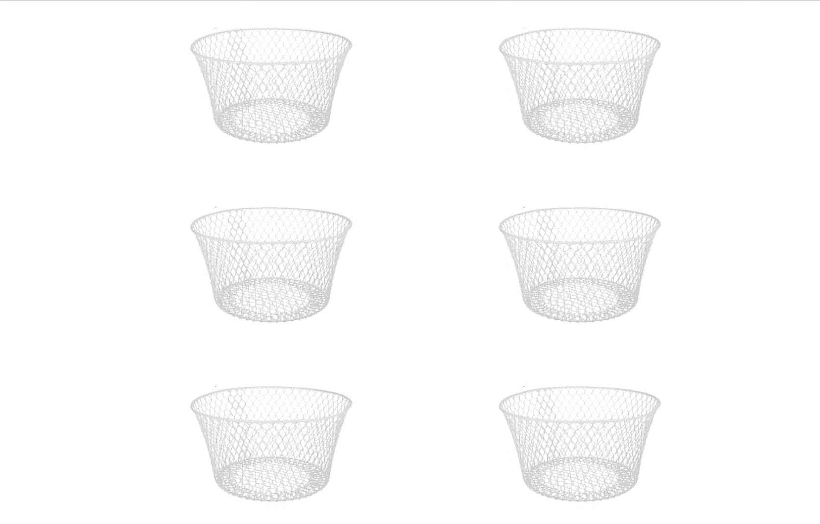 White Coated Round Wire Basket 6 Pack - Versatile Metal Wire Baskets ...