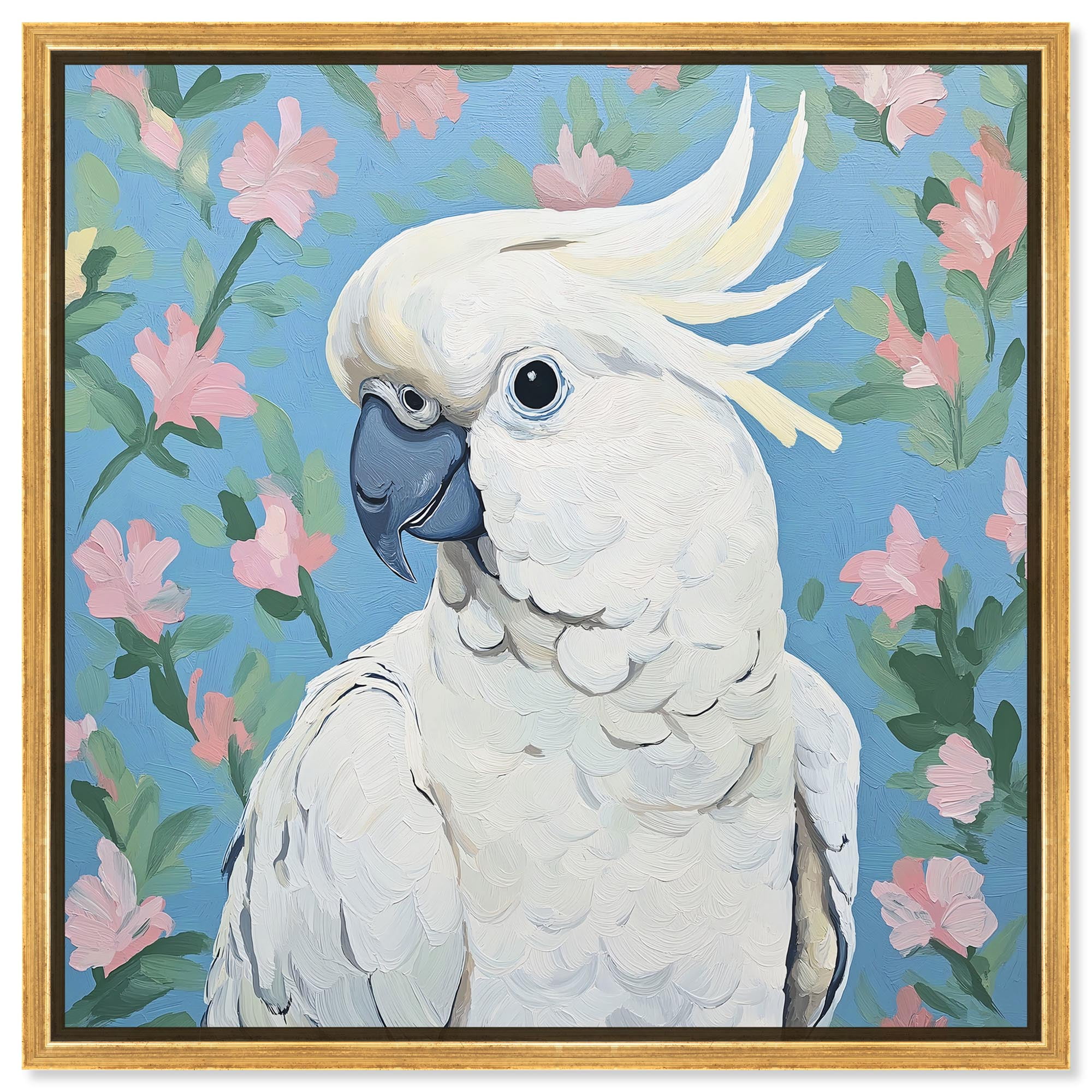 White Cockatoo I Canvas Tropical Floral Art by Art Remedy, Gold Frame ...