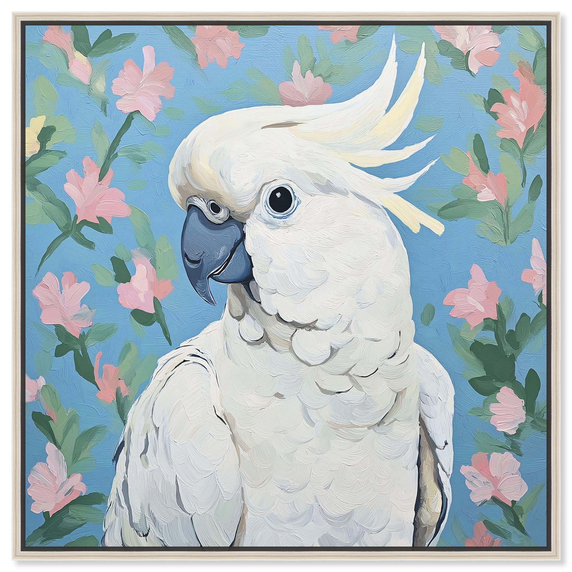 White Cockatoo I Canvas Tropical Floral Art by Art Remedy, Silver Frame ...