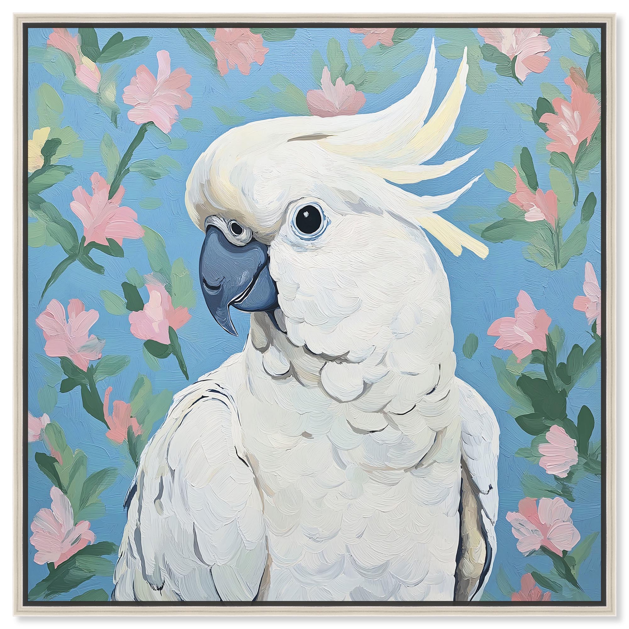 White Cockatoo I Canvas Tropical Floral Art by Art Remedy, Silver Frame ...