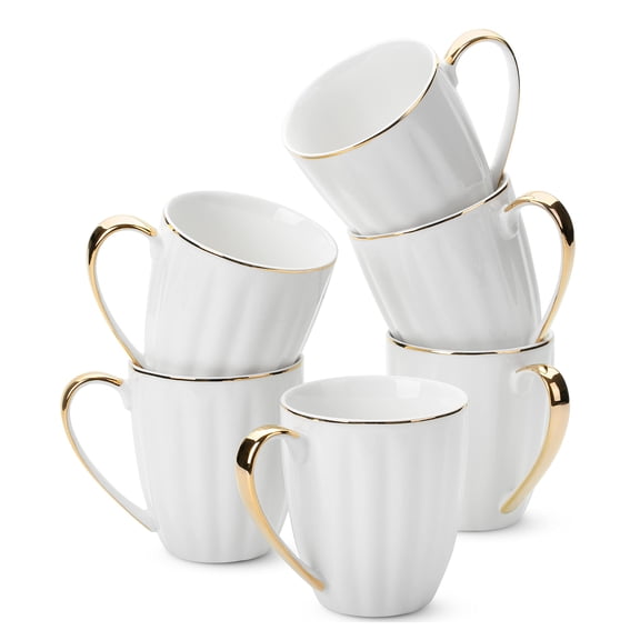 White And Gold Coffee Mugs