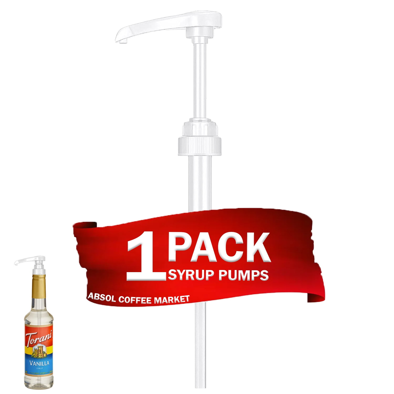 White Coffee Syrup Pump, 1 Pack, for 750ml/25.4 oz Syrup Bottle, White ...