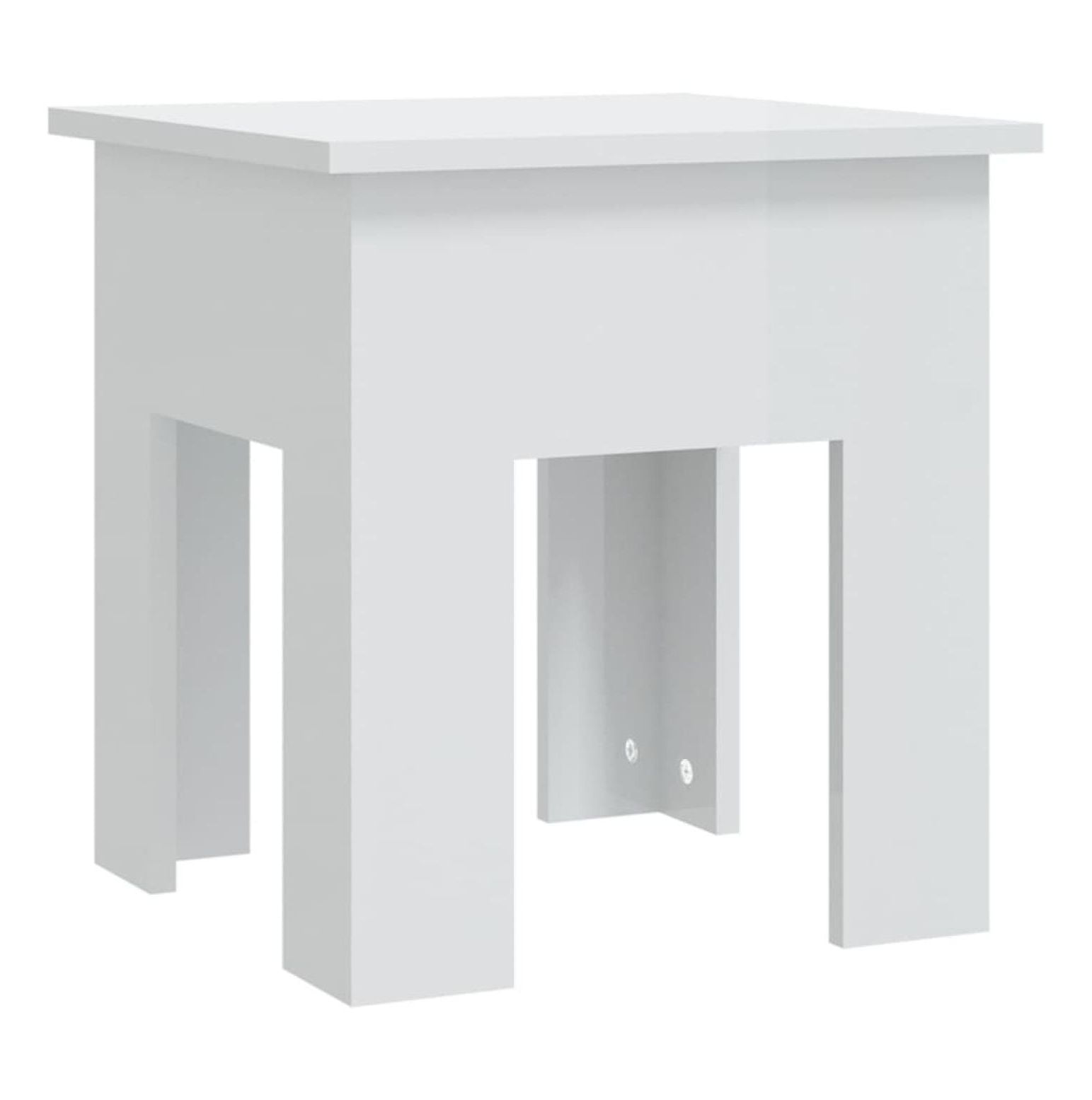 White Coffee Table, 15.7x15.7x16.5 Inch Modern End Table, High Gloss ...