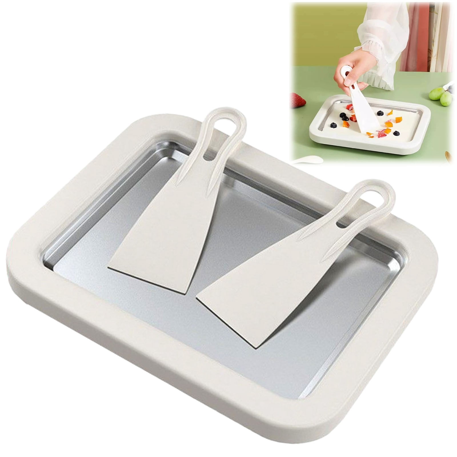 White Cold Plate Ice Cream Maker, Stainless Steel Rolled Ice Cream ...