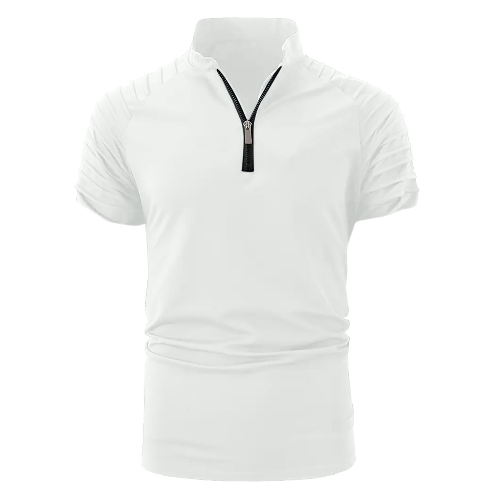 White Collared Neck T Shirts for Mens Fall Summer Short Sleeve Track ...