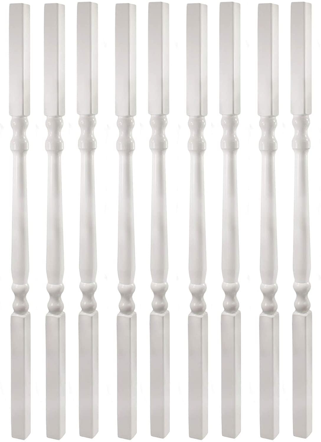 "White Colonial Style Vinyl Railing Spindle Balusters, 9 Pack, 1 1/4 ...