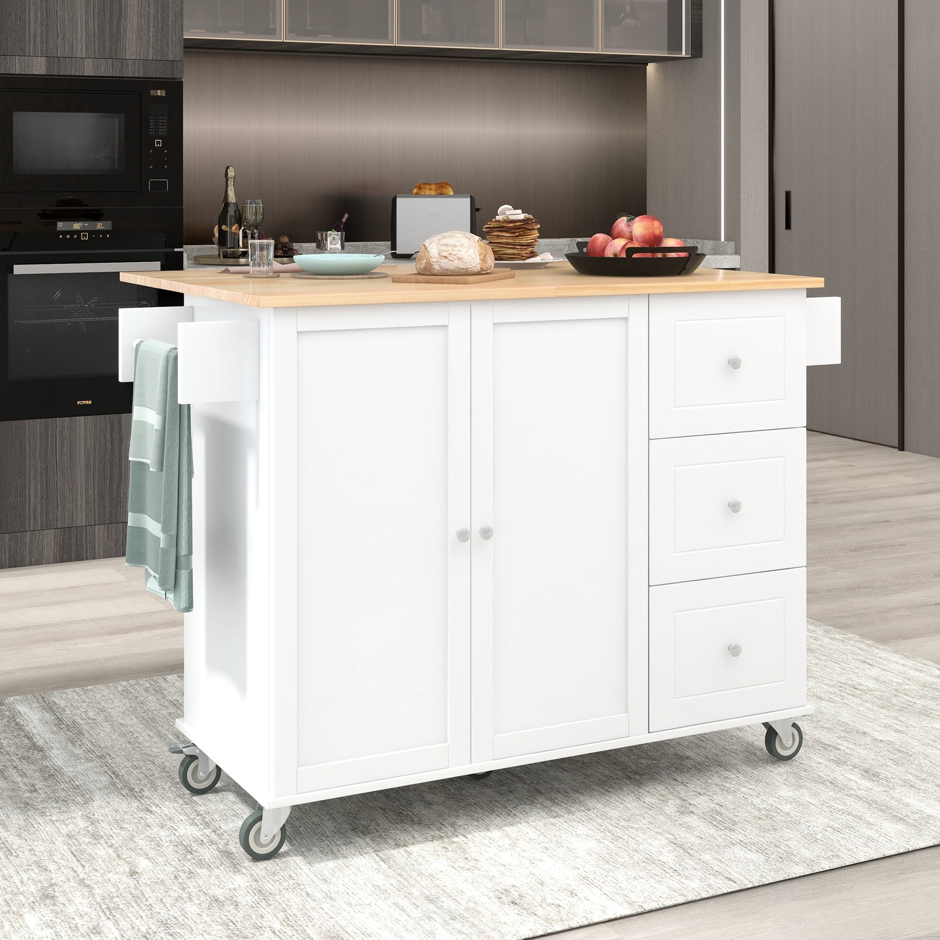 White Color - Lockable Mobility - Kitchen Storage - Stylish Kitchen ...
