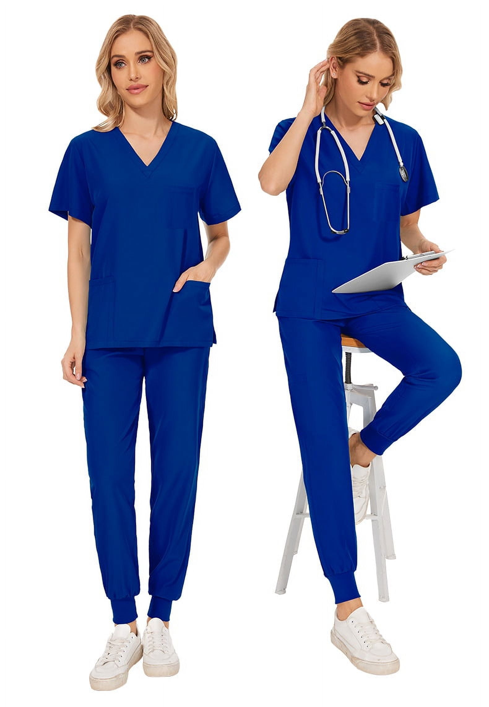 White Color Medical Scrubs Set Women Men Hospital Uniforms Doctors ...