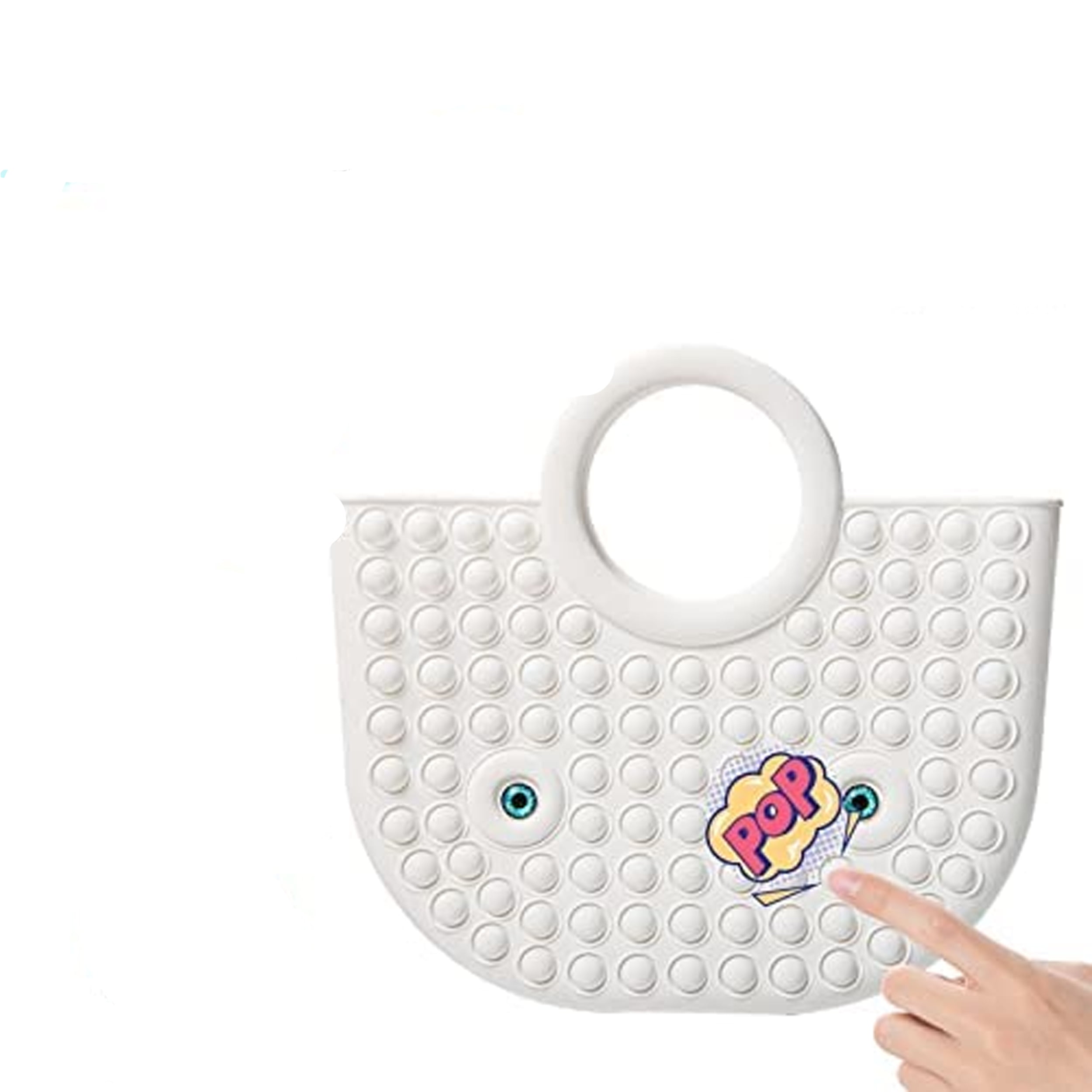 White Color Pop It Fidget Bubble Popper Tote Shopping Bag For Women's ...
