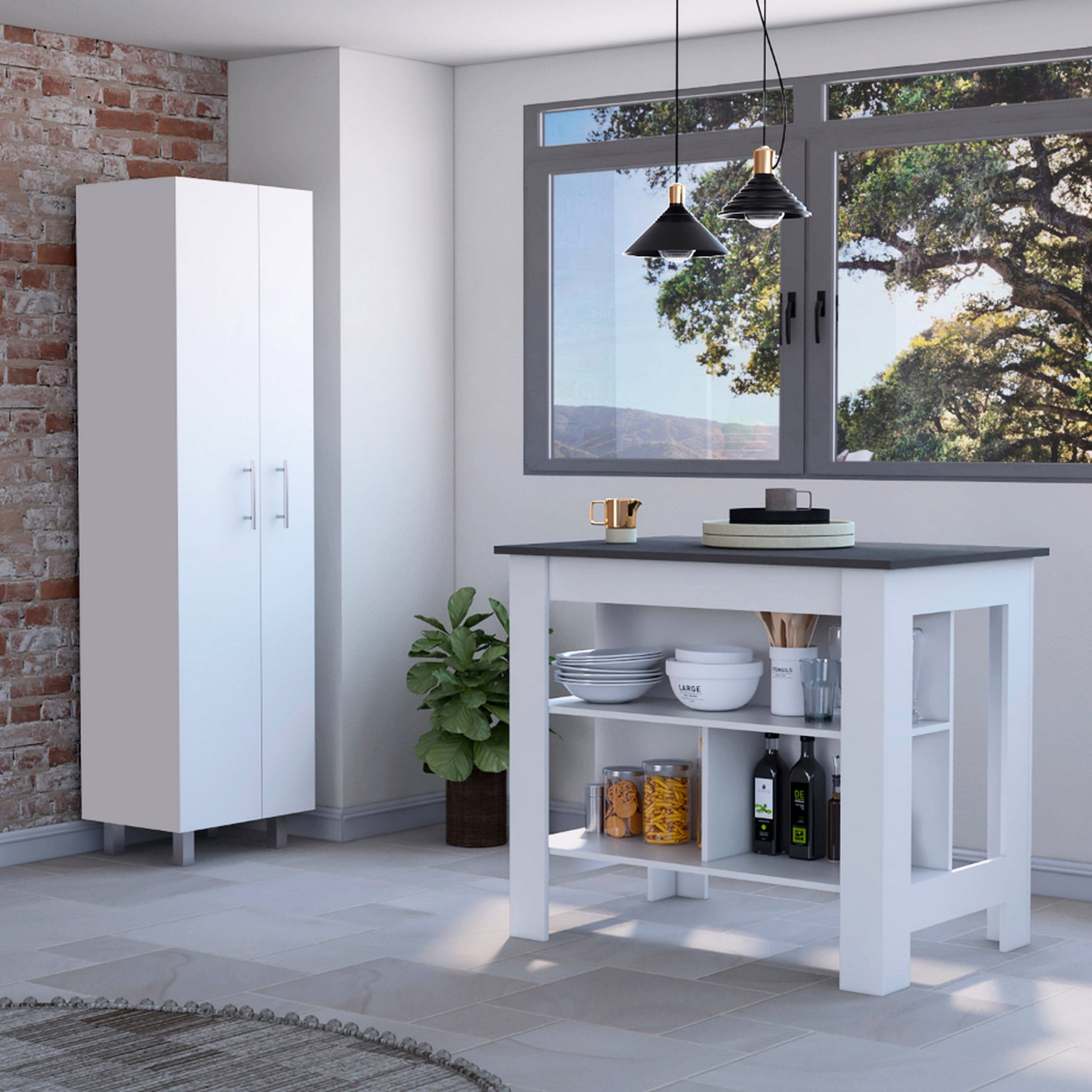 White Color Scheme - Ergonomic Pantry Design - Kitchen Setup - Store ...