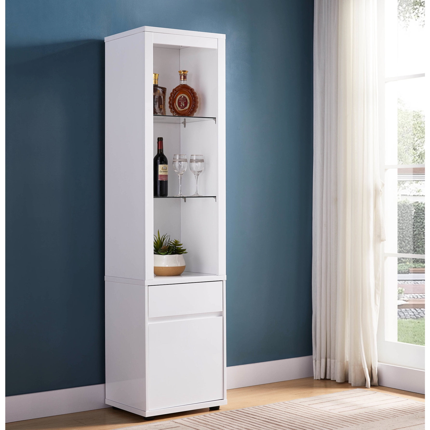 White Color Scheme - Shelf and Cabinet Storage - Hallway Display ...