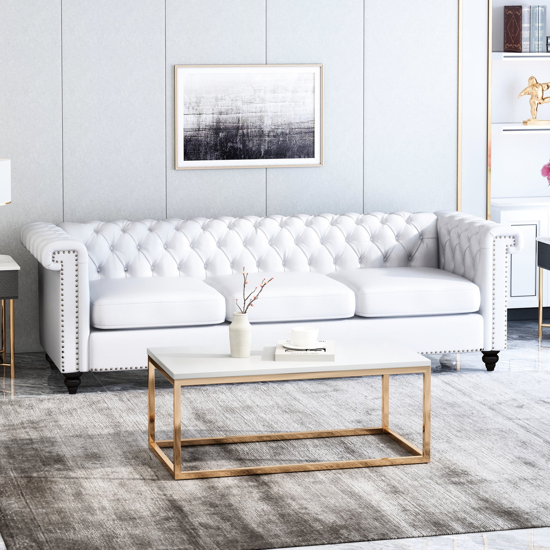 White Colorway - Plush and Streamlined Sofa - Living Room Addition ...