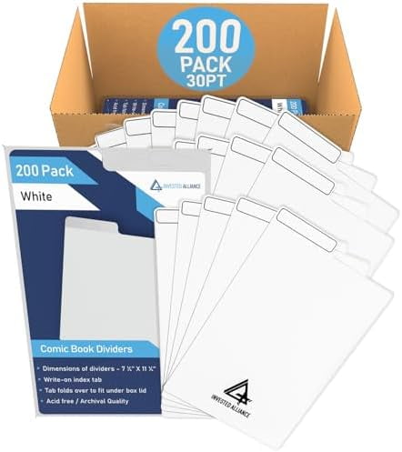 White Comic Book Dividers (200 Pack) | 30PT Polyethylene Plastic, Bins ...