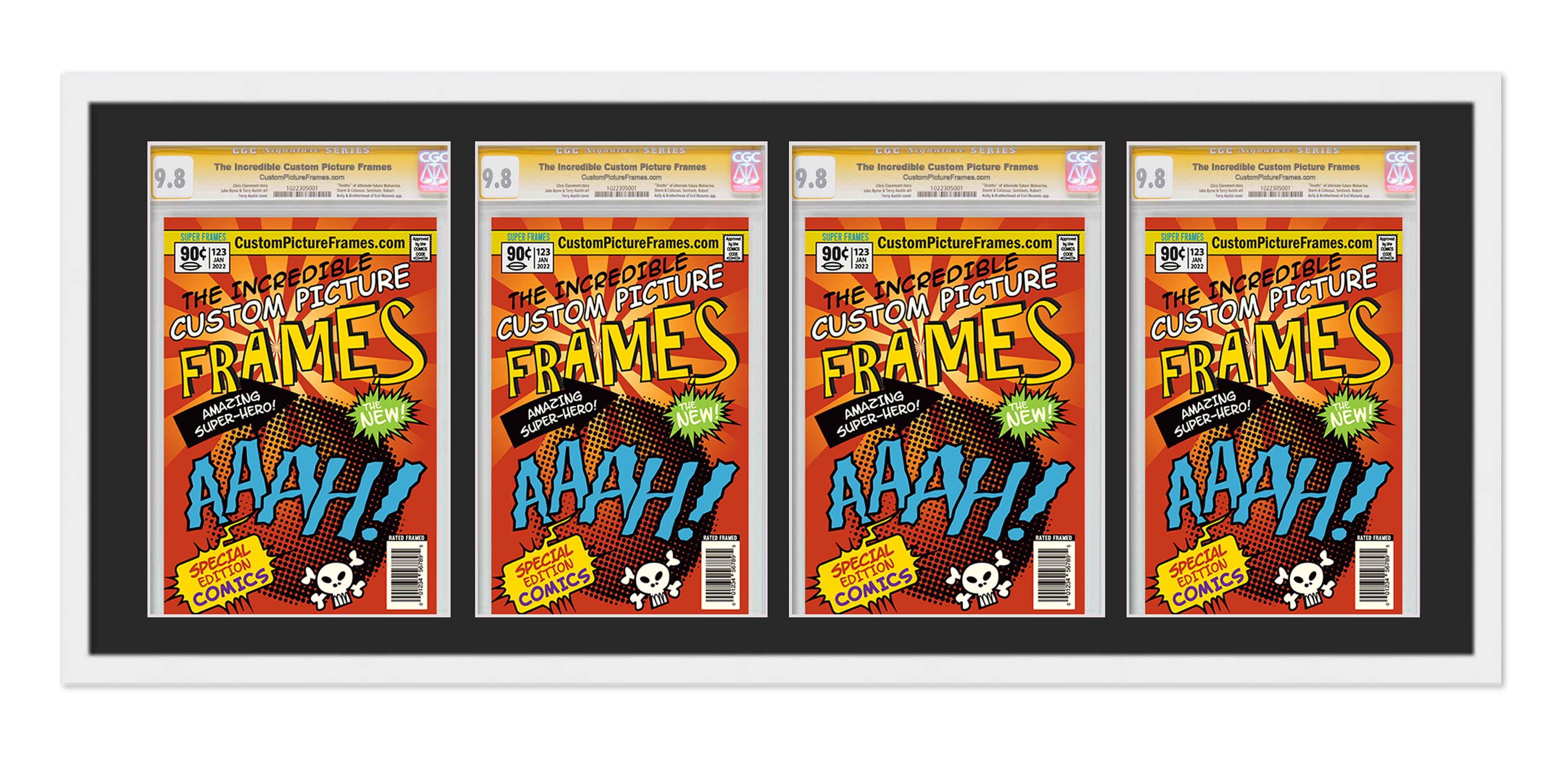 White Comic Book Frame with Black Mat - 4 Openings to Display 4 CGC ...