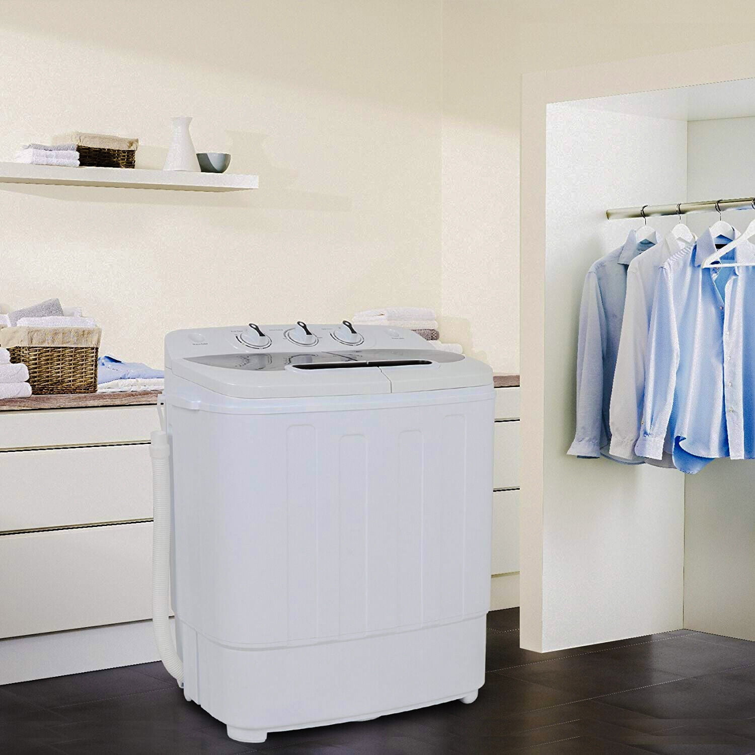 White Compact Portable Washer & Dryer with Mini Washing Machine and ...