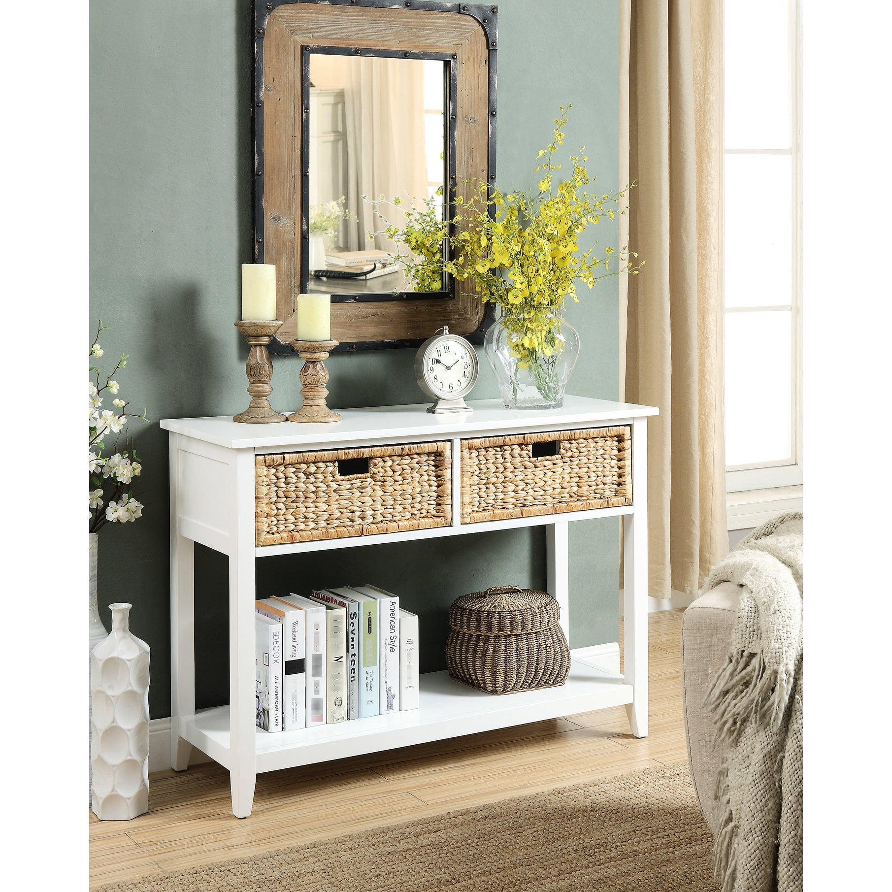White Console Table with Drawer Glide - Bedroom/ Dressing Room Storage ...