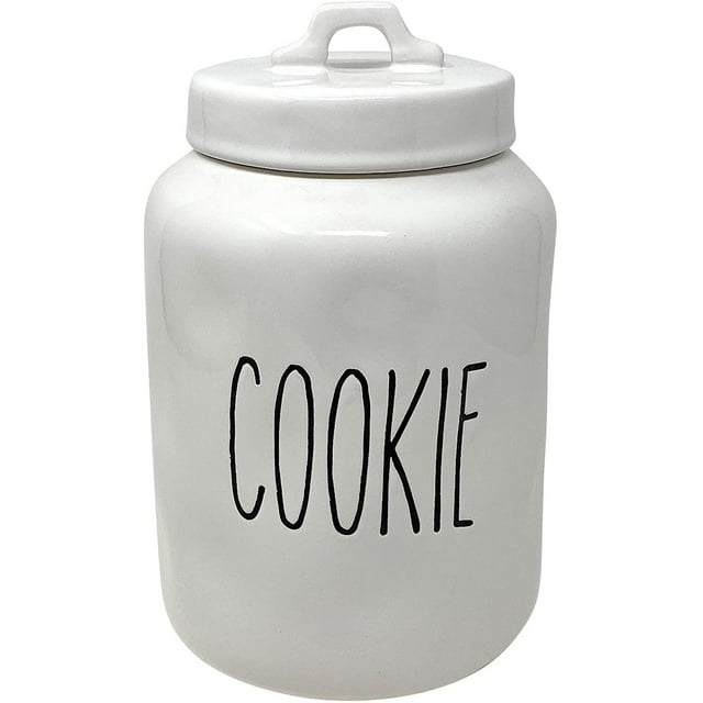White Cookie Jar With Lid Large Capacity Porcelain Ceramic Kitchenware ...