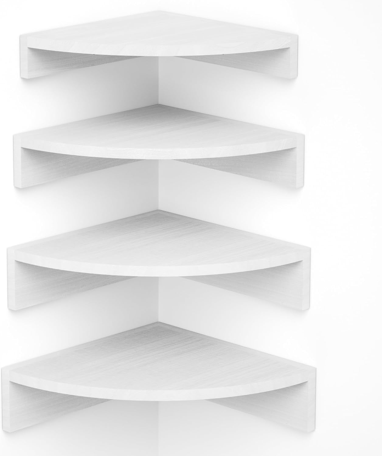 White Corner Shelf Wall Mount, Set of 4 Floating Shelves for Storage ...