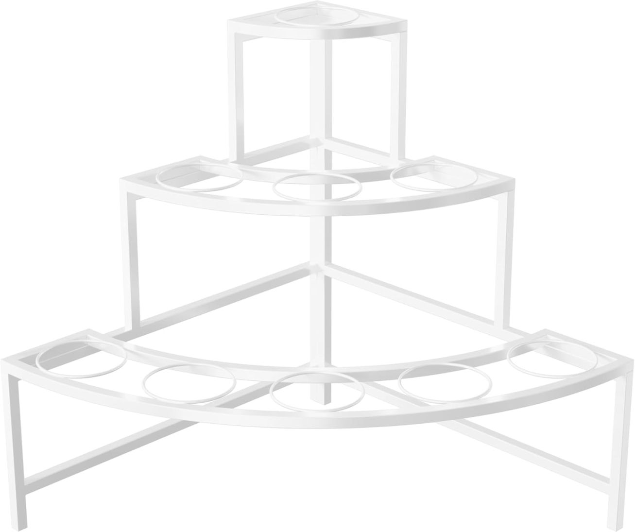 White Corner Stand, Metal Flower Cart - 3-Tier Floral Display Stand and ...