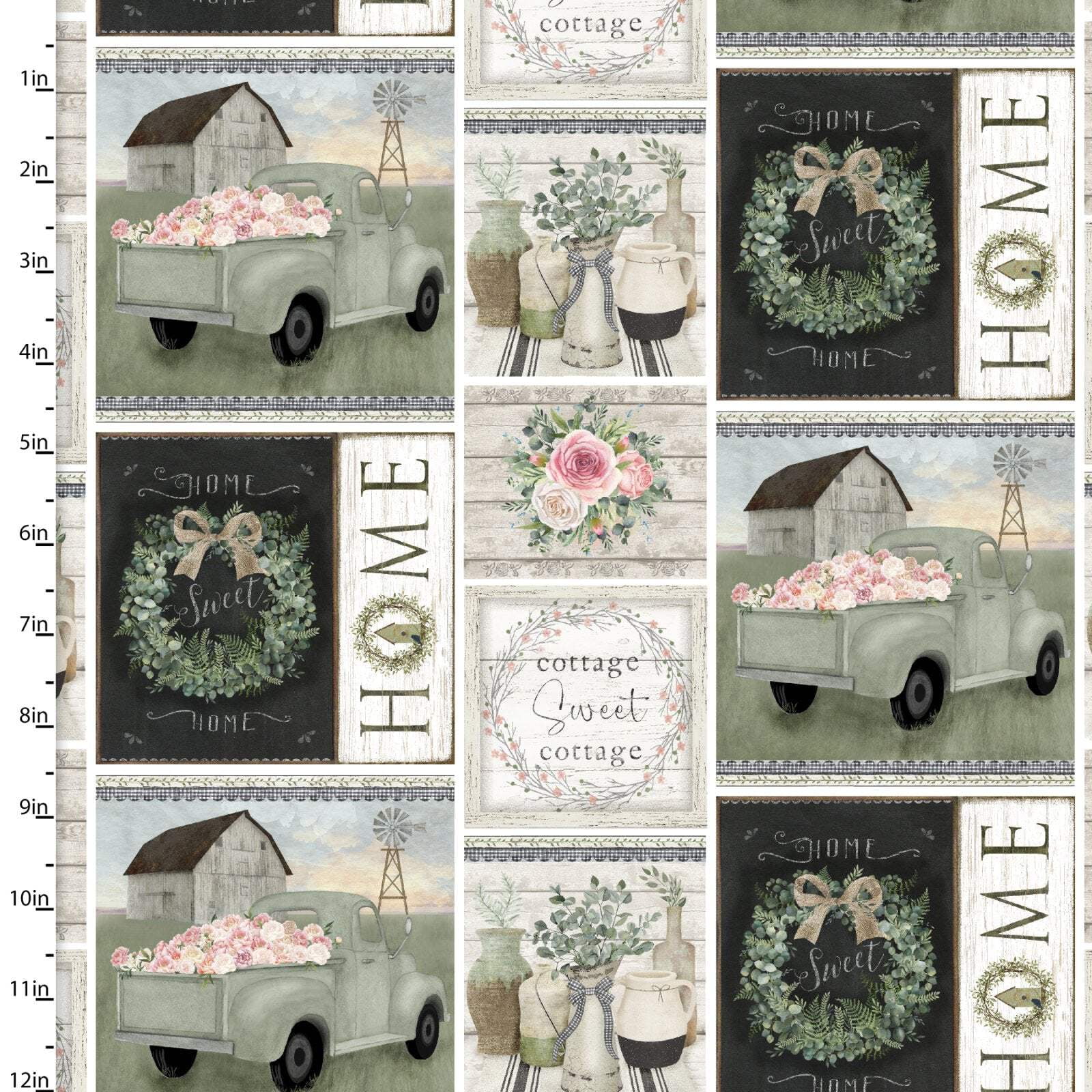 White Cottage Farm Farmhouse Patch Cotton Fabric - Walmart.com