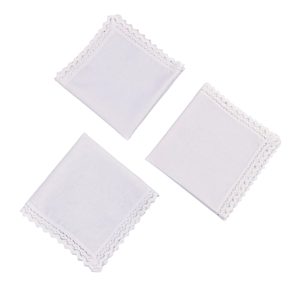White Cotton DIY Wedding Handkerchief Set of 3 Hand Drawn Design ...