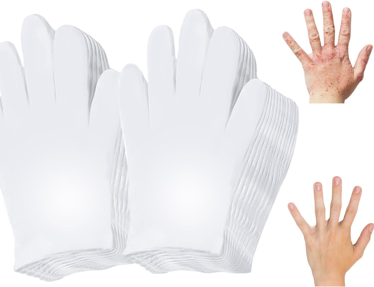White Cotton Glove 24 Pieces, Washable Cotton Glove Eczema, Spa ...