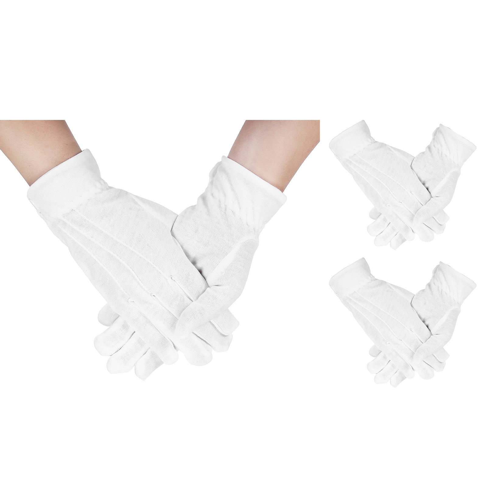 White Cotton Gloves Parades Costume Gloves with Snap Cuff Formal Uniform Glove Jewelry ...