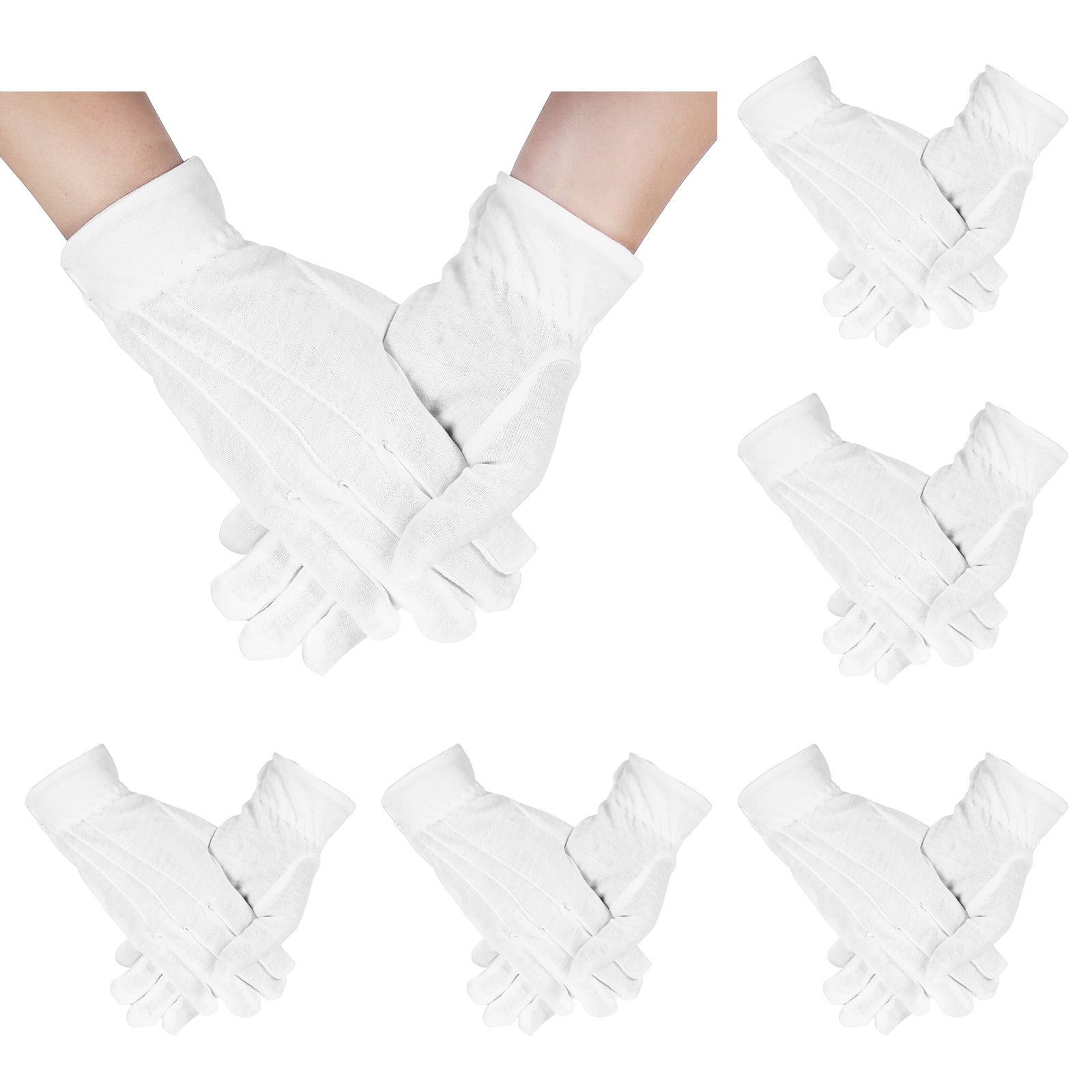 White Cotton Gloves Parades Costume Gloves with Snap Cuff Formal ...