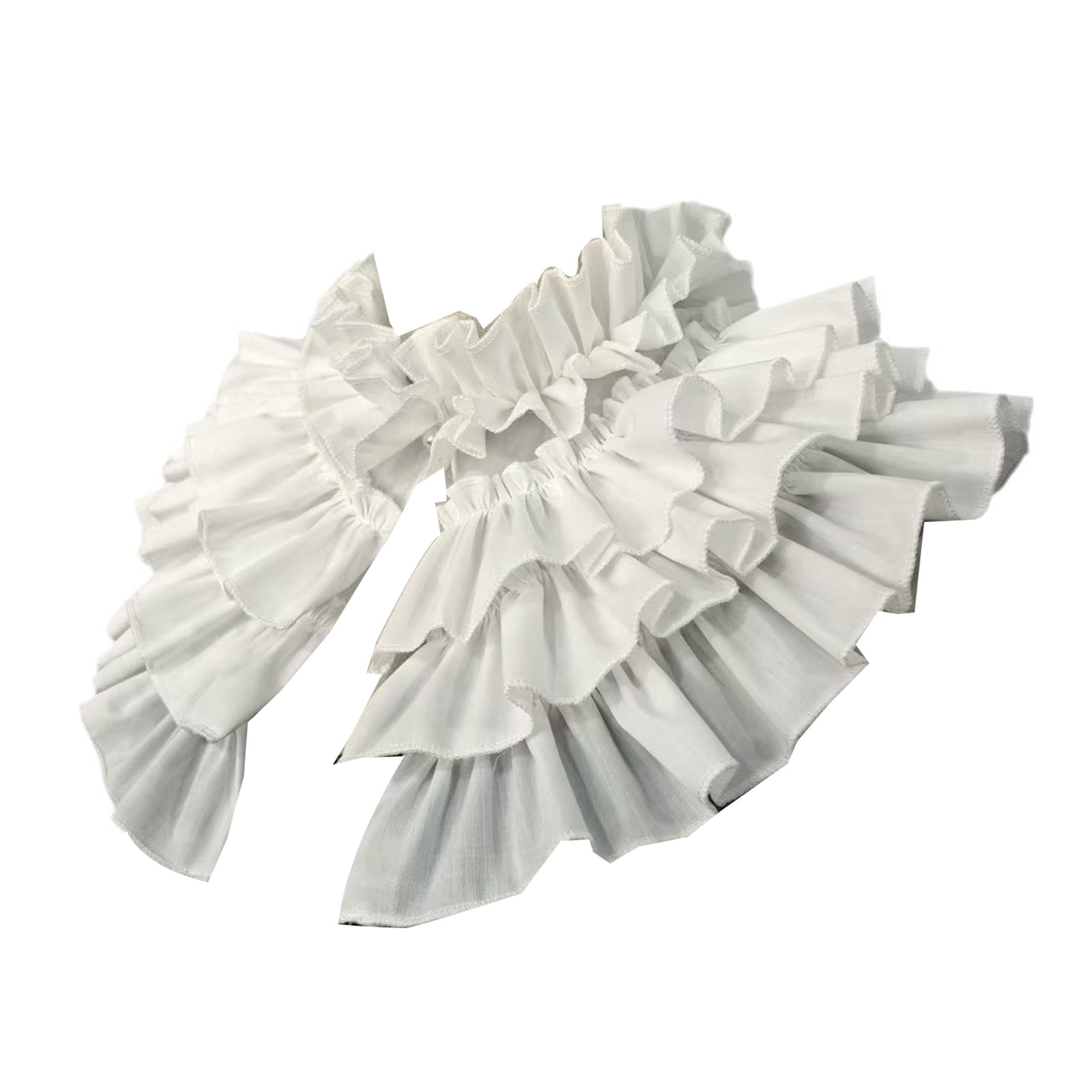 White Cotton Renaissances Layered Ruffle False Collar Pleated Victorian ...