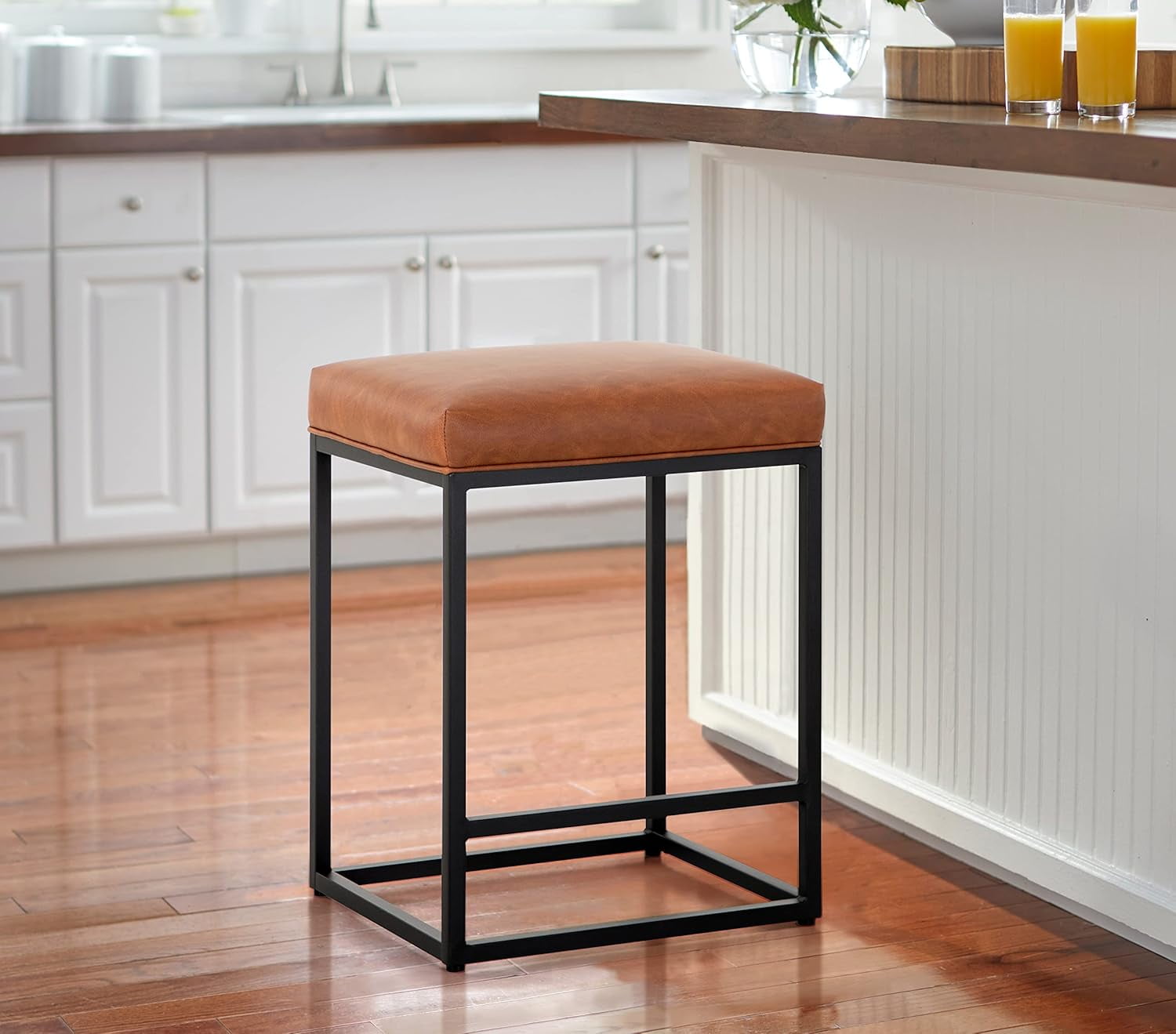 White Counter Height 24" Bar Stool for Kitchen Counter Modern Gold ...