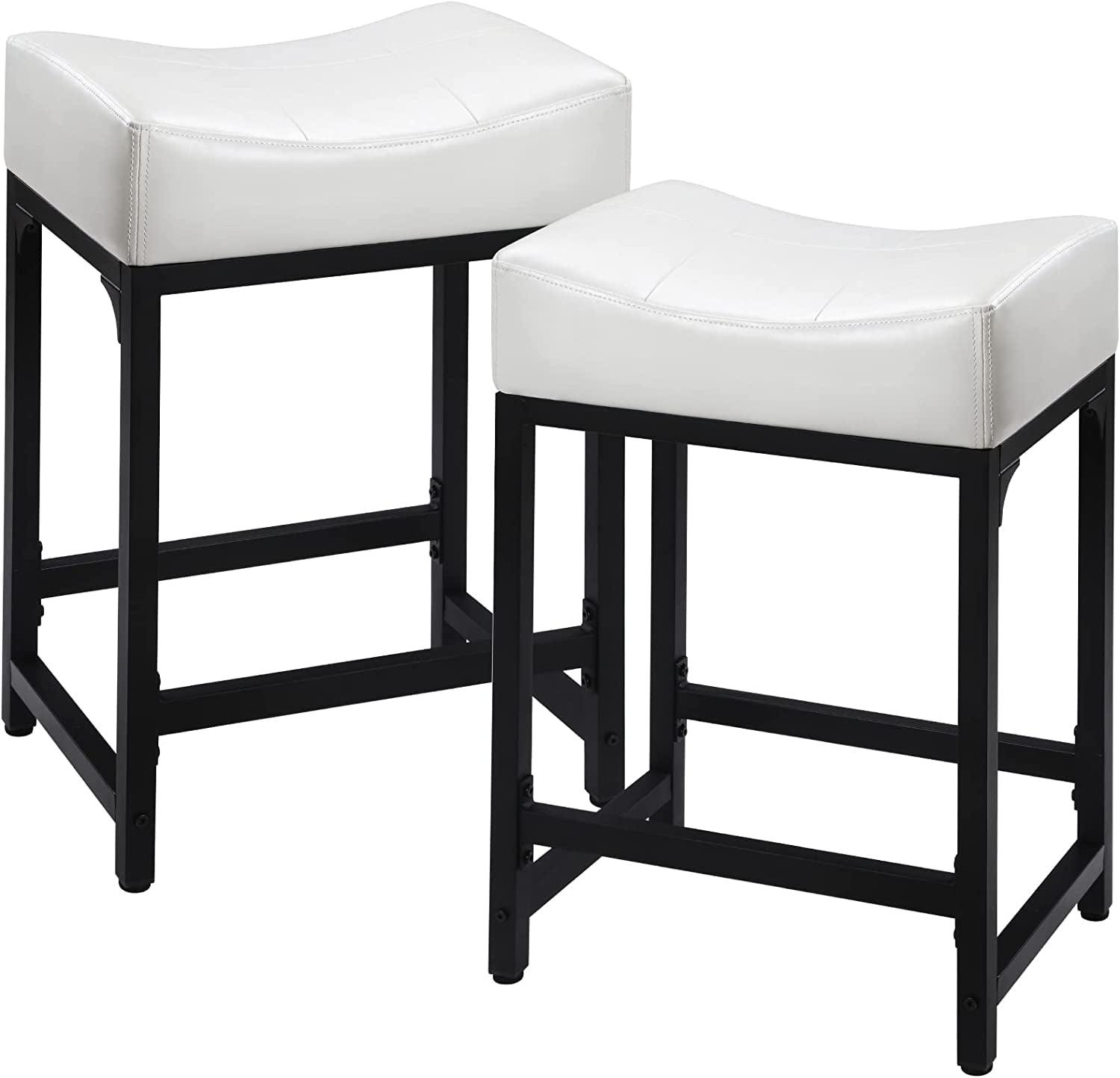 White Counter Height Bar Stools Set of 2, 24" White Bar Stools for ...