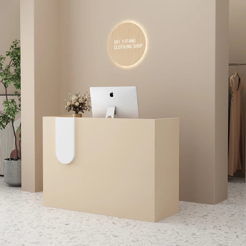 White Counter Reception Desks Minimalist Small Bar Design Office ...