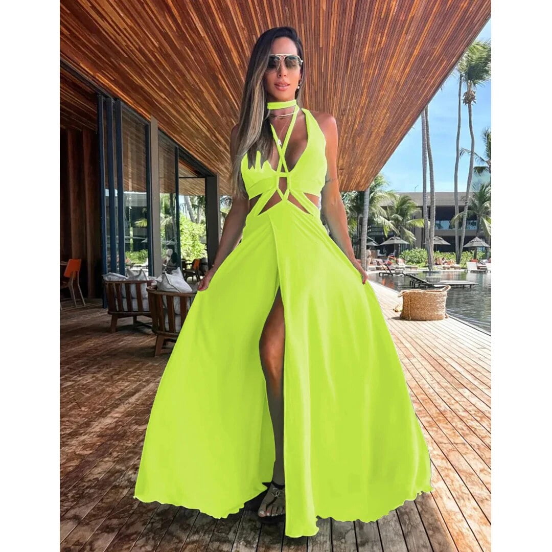 White Cover Up Dress 2024 Women Deep V Neck Cover-ups Summer Beach Wear ...