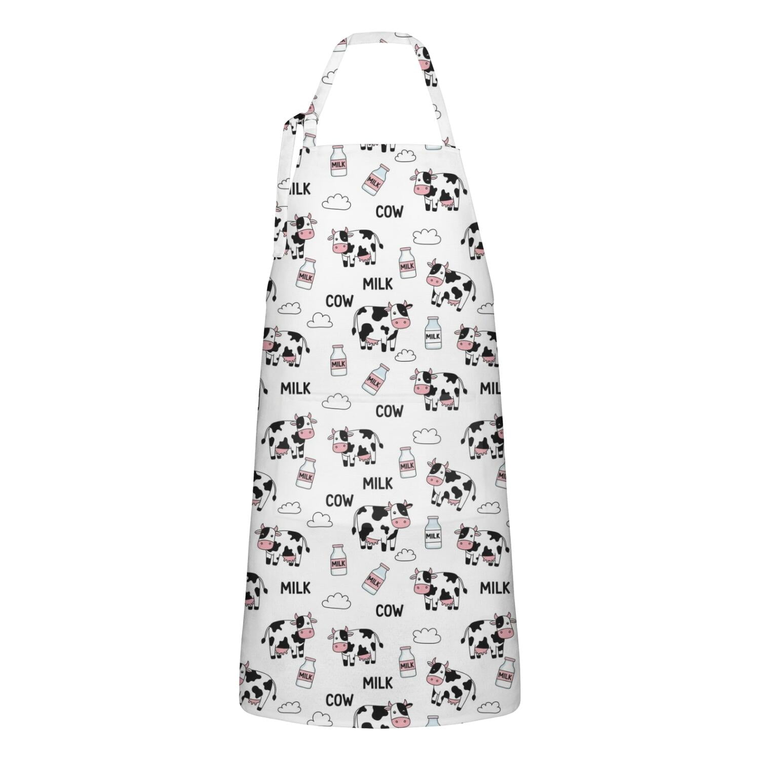 White Cow Milk Cow Pattern Apron-Garden Aprons for Women with Pockets ...