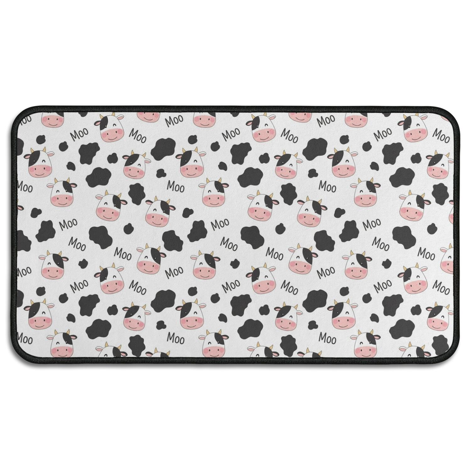 White Cow Moo Spot Pattern Door Rugs,Washable Non Slip Door Mats Indoor ...